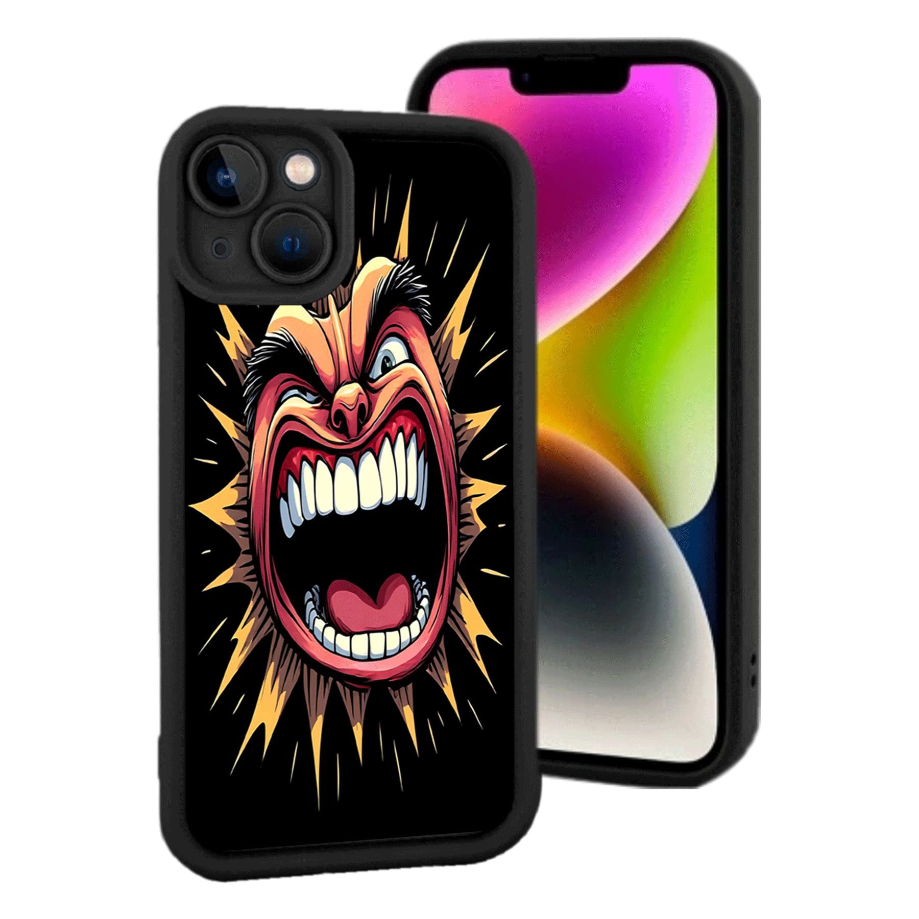 Stylized Angry Face iPhone 15 Case - Lightweight Yellowing Resistant ...
