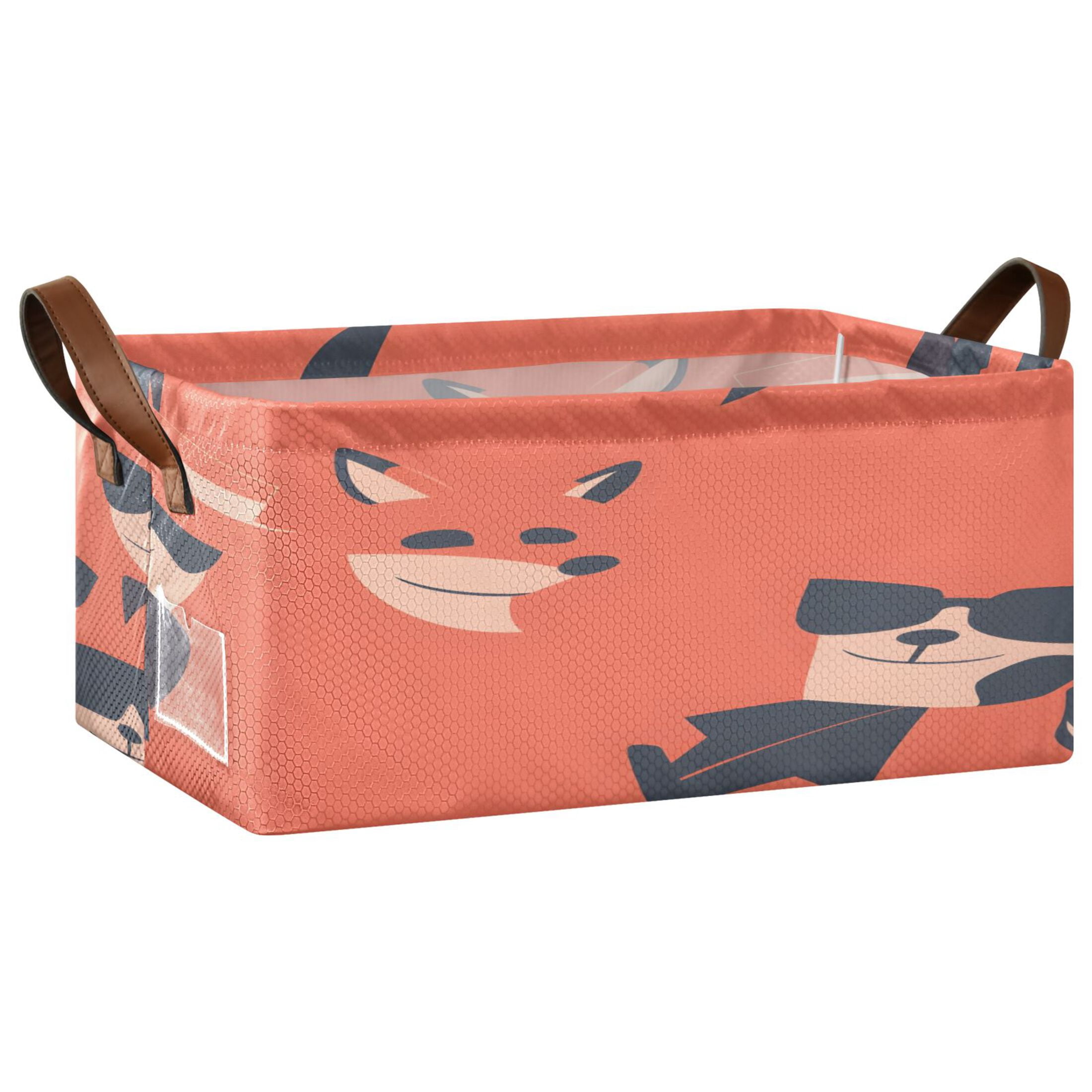 Stylized Animals Pattern Open Home Storage Bins Foldable Metal Frame ...