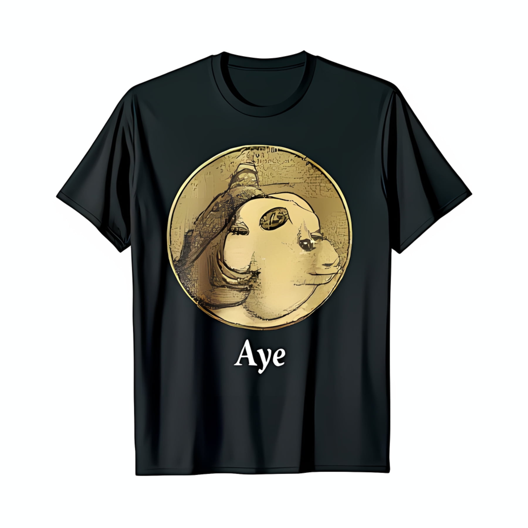 Stylized Aye Aye Graphic T-Shirt Dark Charcoal Grey Neck Tee - Walmart.com