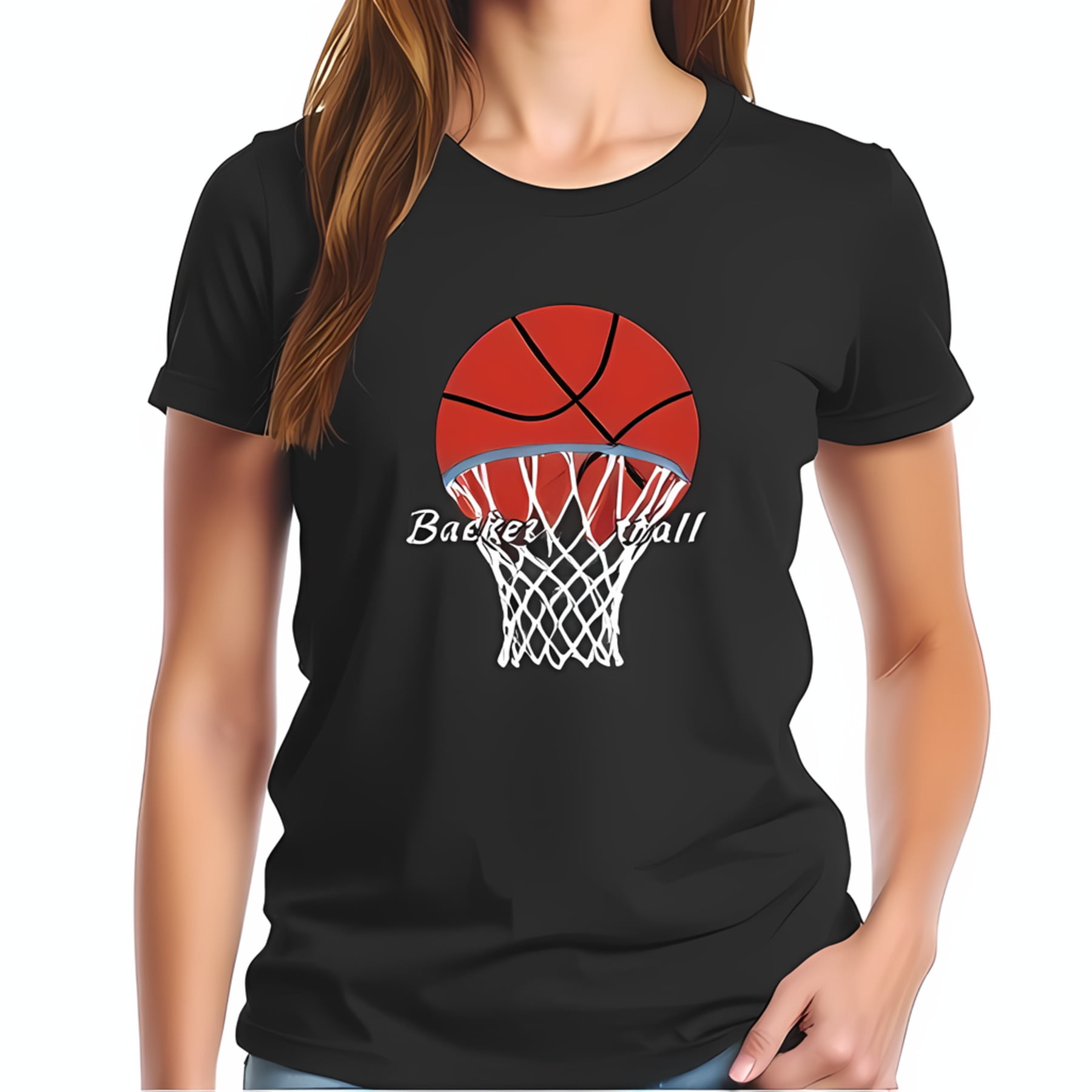 Stylized Basketball Graphic Cotton Short Sleeve T-Shirt - Modern Design ...