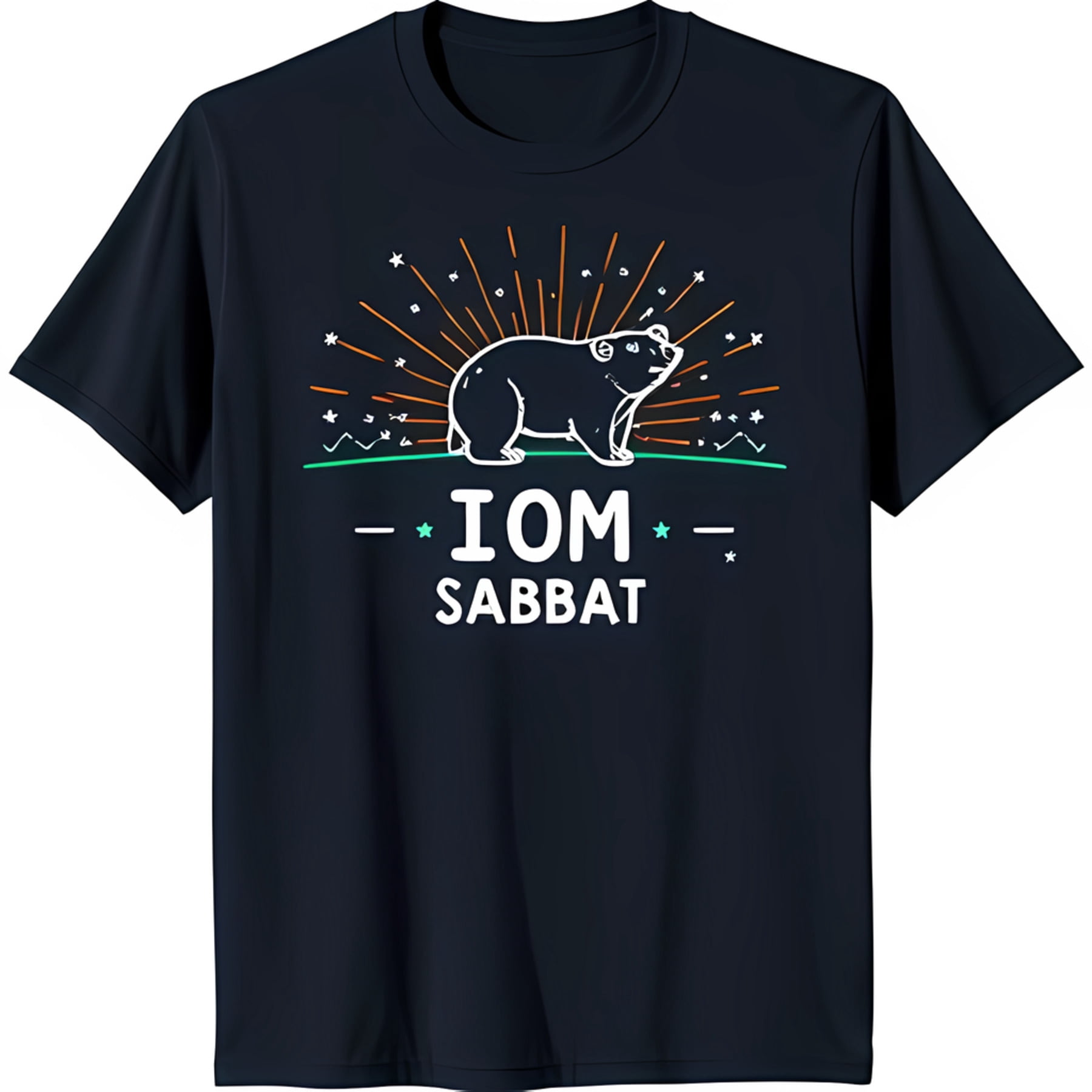 Stylized Bear T-Shirt with Sunrise & Stars IOM SABBAT Design - Walmart.com