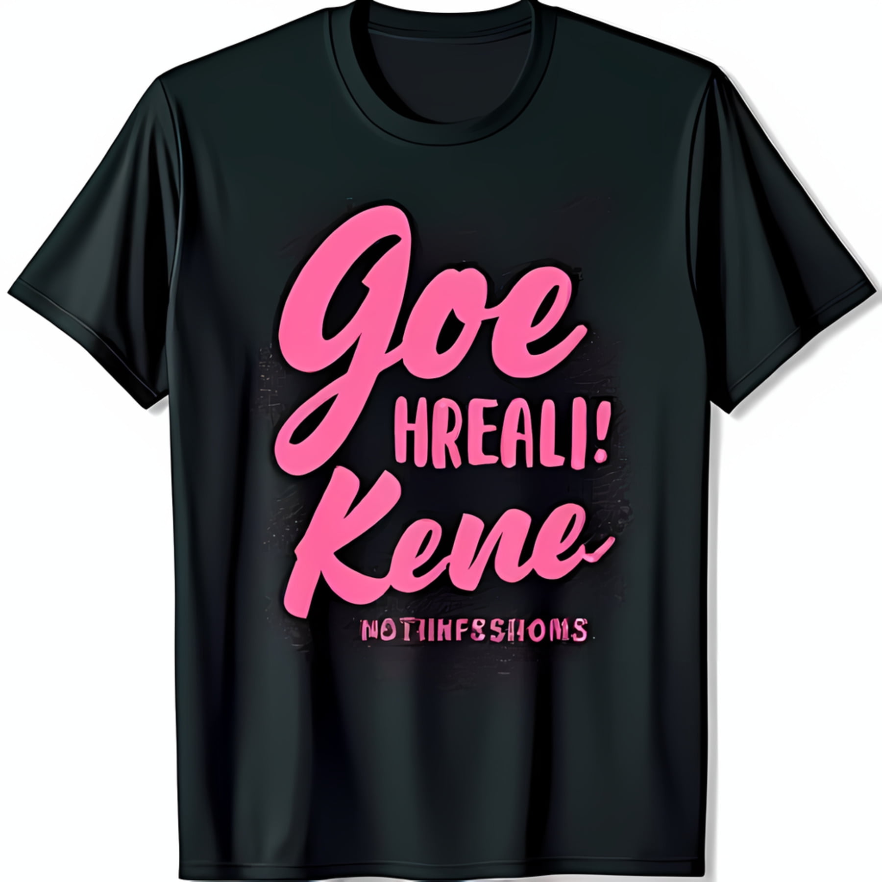 Stylized Black Neck T-Shirt with Pink goe hreali kene Design - Walmart.com