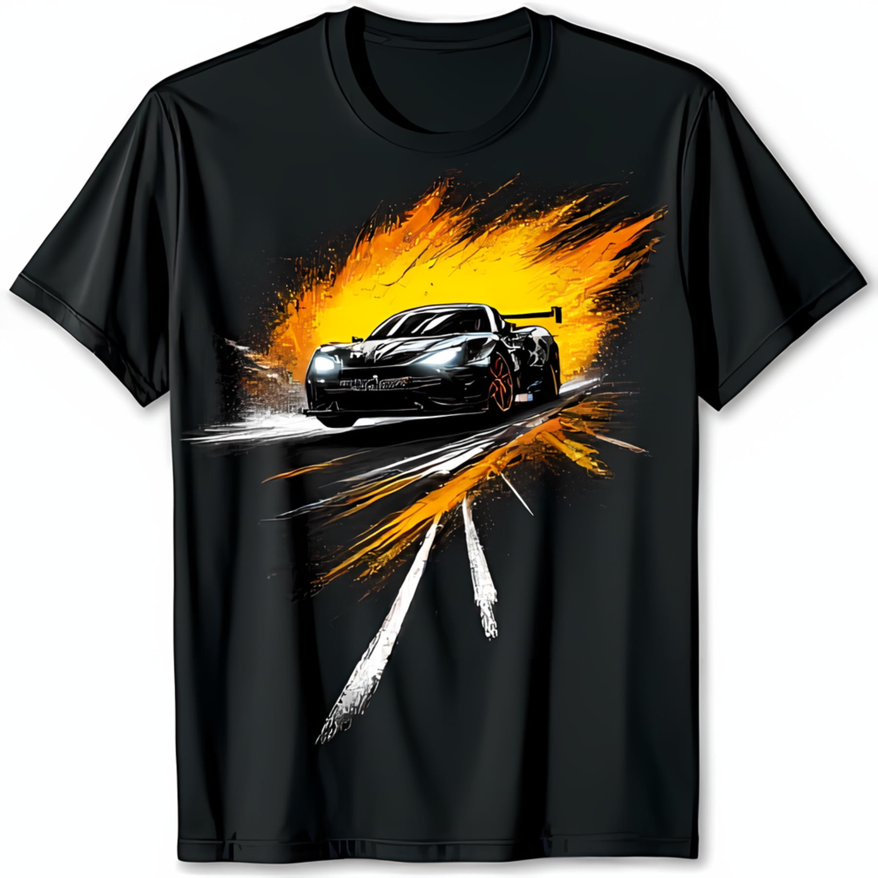 Stylized Black Race Car Graphic T-Shirt Speed & Power Design for Racing ...
