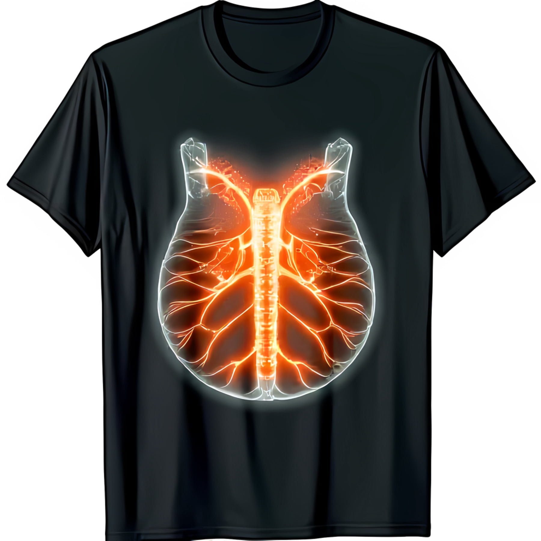 Stylized Black T-Shirt with Bright Human Torso & Spinal Cord Design ...