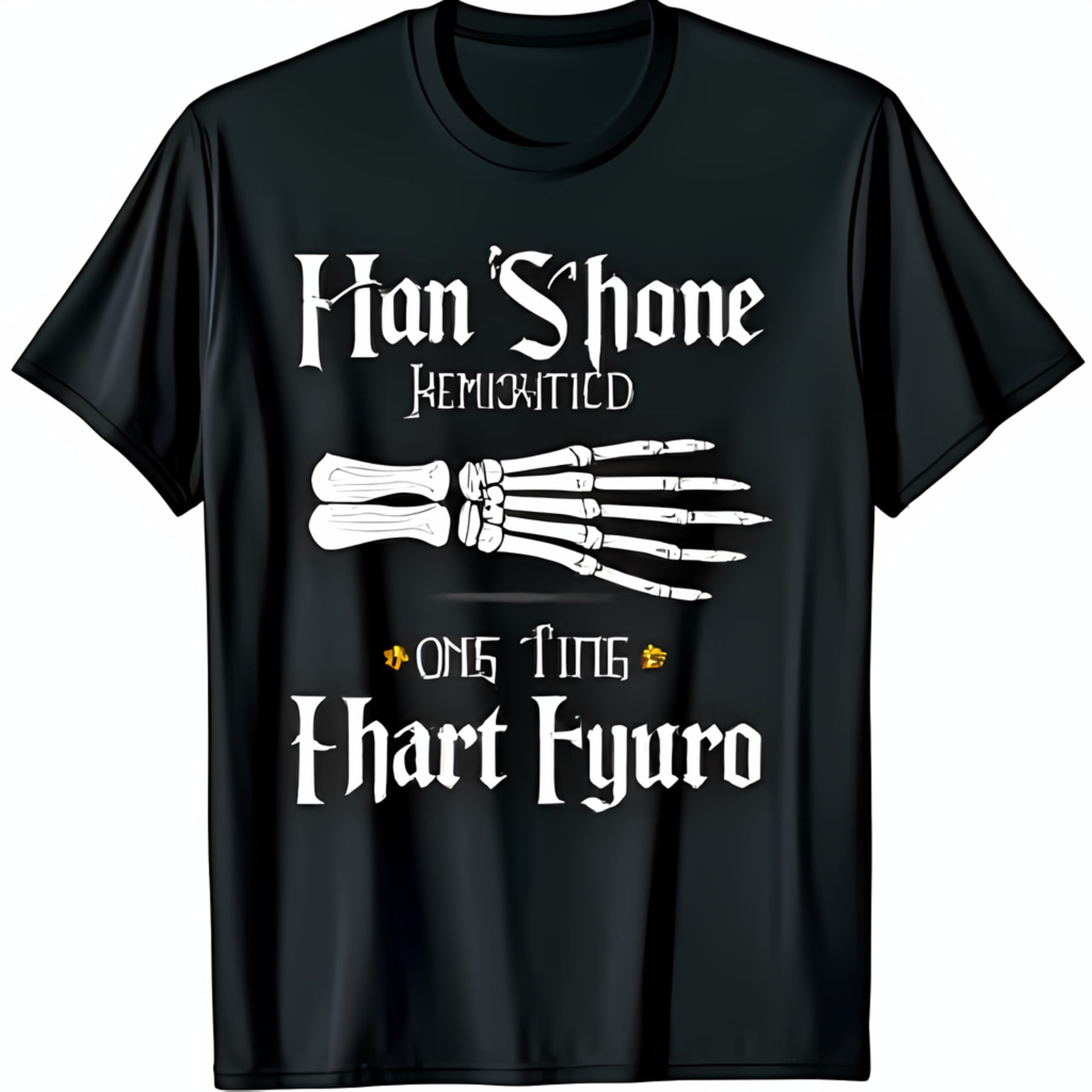 Stylized Black T-Shirt with Han Shone Graphic Skeletal Hand Design ...