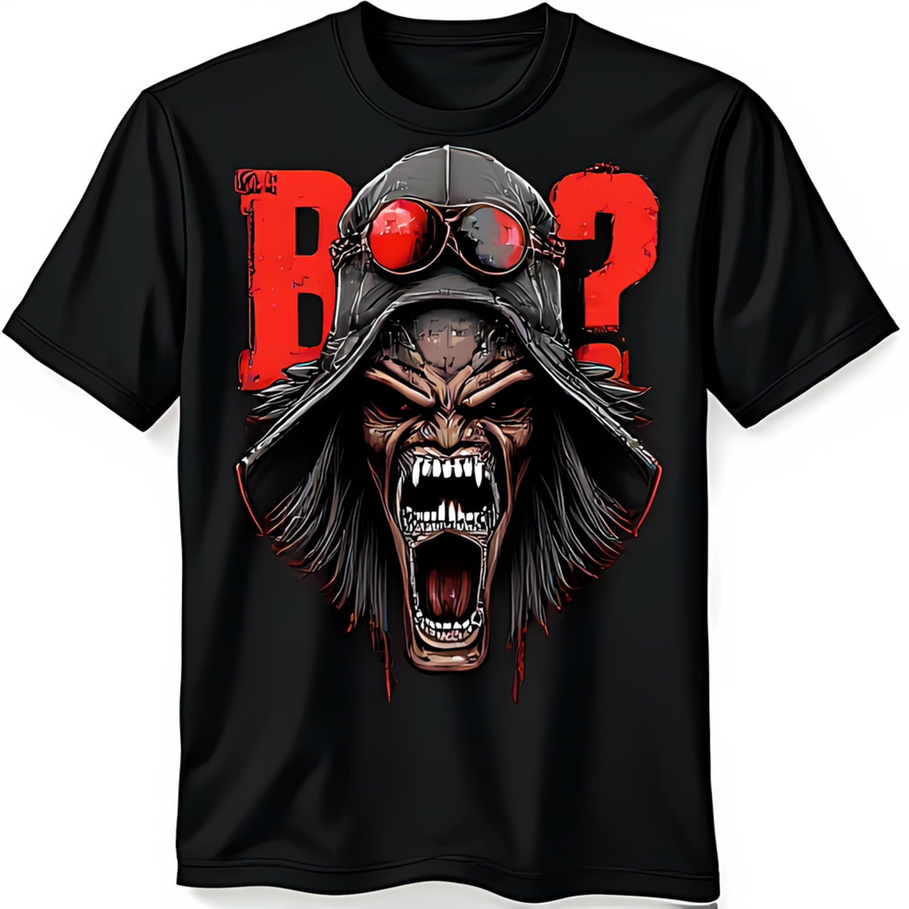 Stylized Black T-Shirt with Scary Hooded Figure & BO? Graphic - Walmart.com