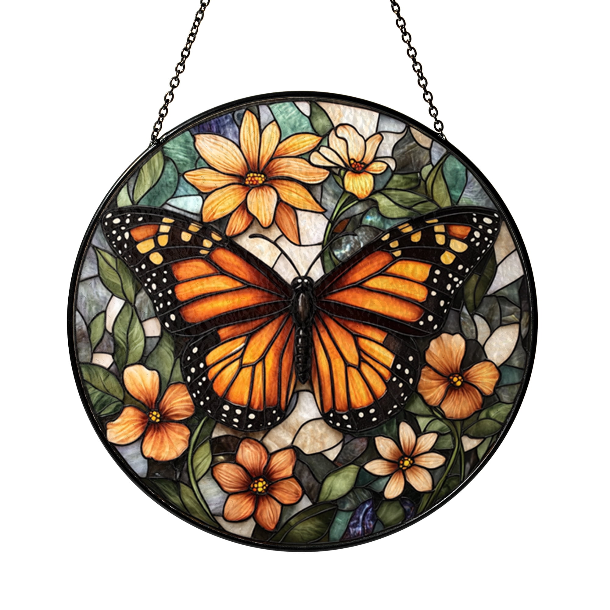 Stylized Butterfly Glass Style Suncatcher – Decorative Window Hanging ...