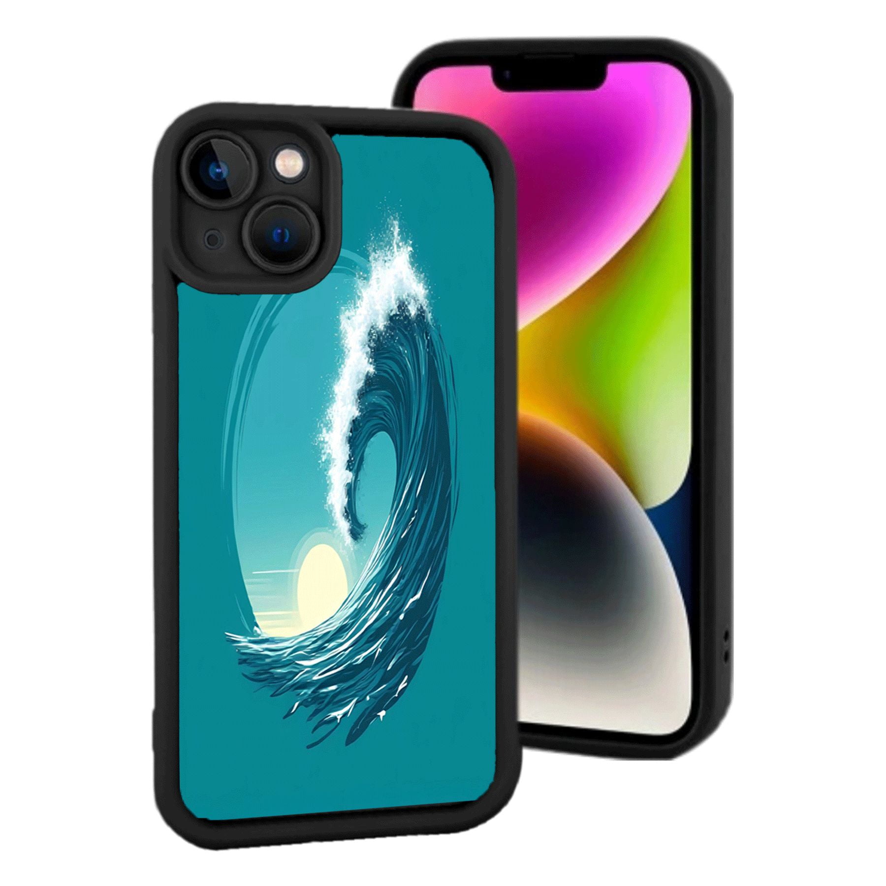 Stylized Cresting Wave Design iPhone 15 Case - Lightweight Yellowing ...