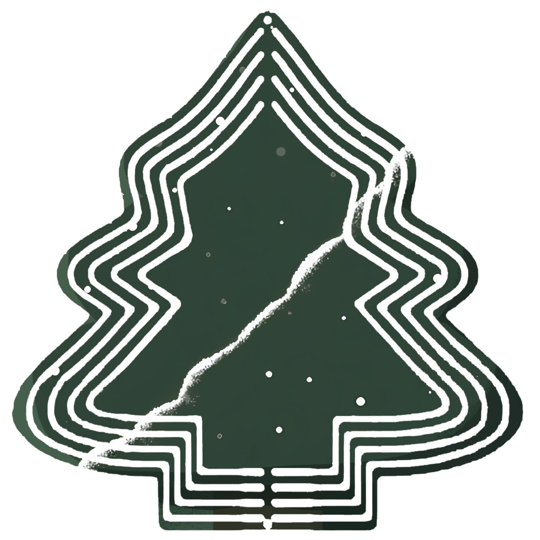 Stylized Dark Green Metal Christmas Tree Wind Spinner with White ...