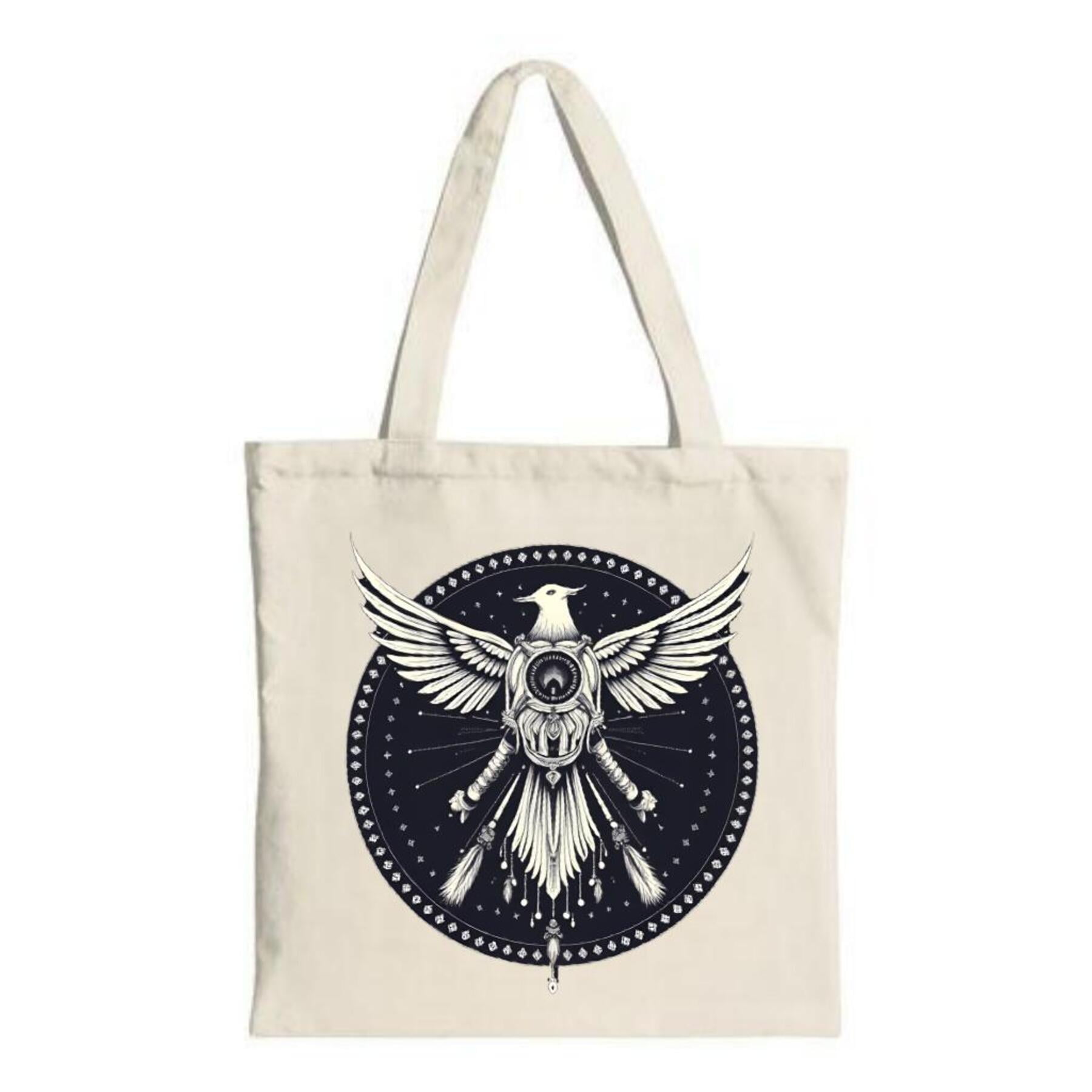 Stylized Eagle Canvas Tote Bag - Majestic Design with Circular Star ...