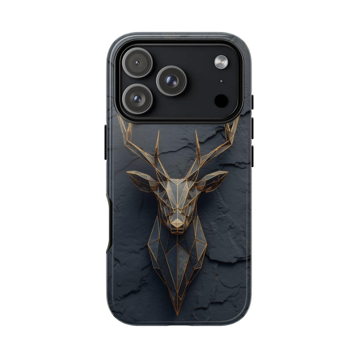 Stylized Geometric Deer Head Antler Stone Art for iPhone 17 16 15 14 13 ...