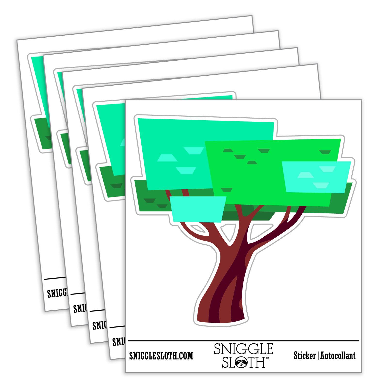 Stylized Geometric Tree Blocky Artsy Car Window Bumper Water Bottle ...