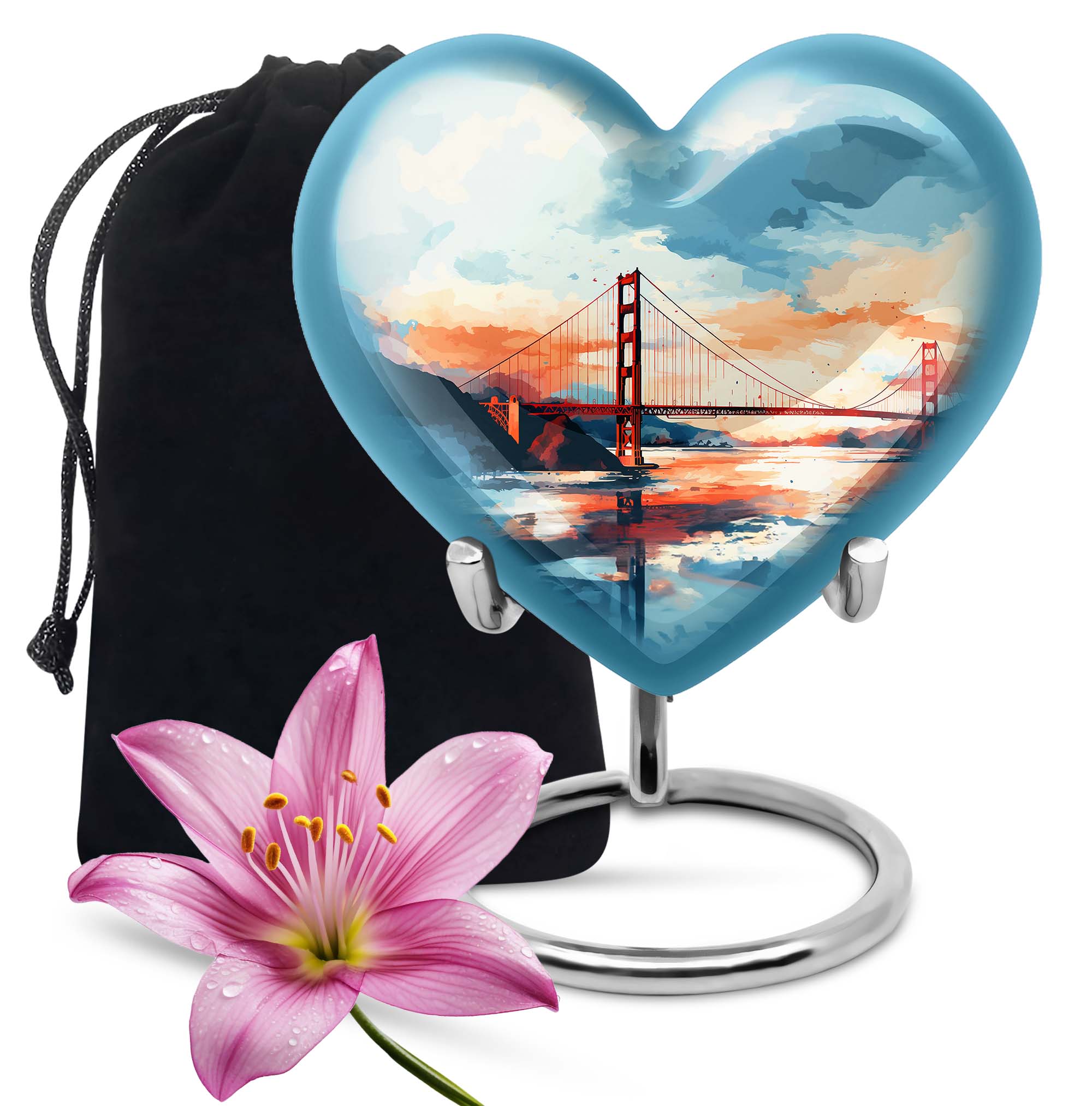 Stylized Golden Gate Bridge Sunset Urn, Burial Urns For Adult Human ...