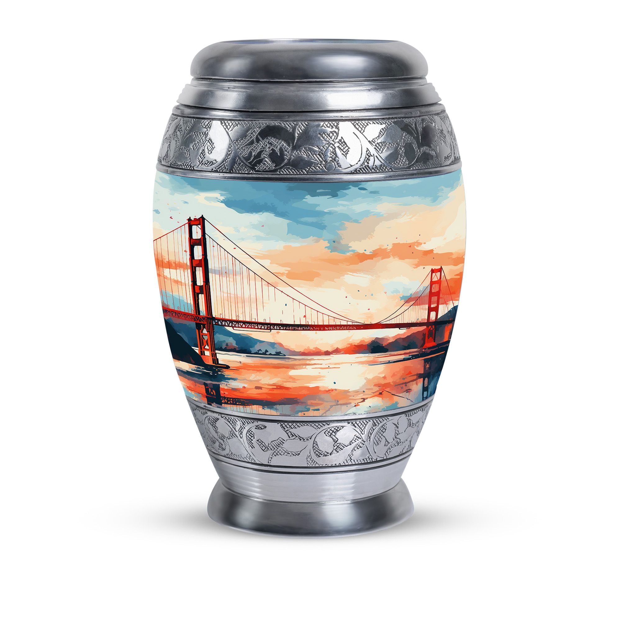 Stylized Golden Gate Bridge Sunset Urn, Burial Urns For Adult Human ...