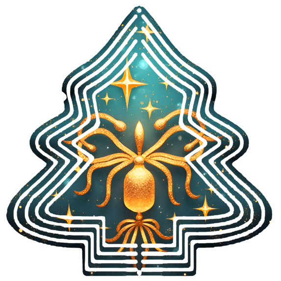 Stylized Golden Octopus Metal Hanging Wind Spinner - Christmas Tree ...