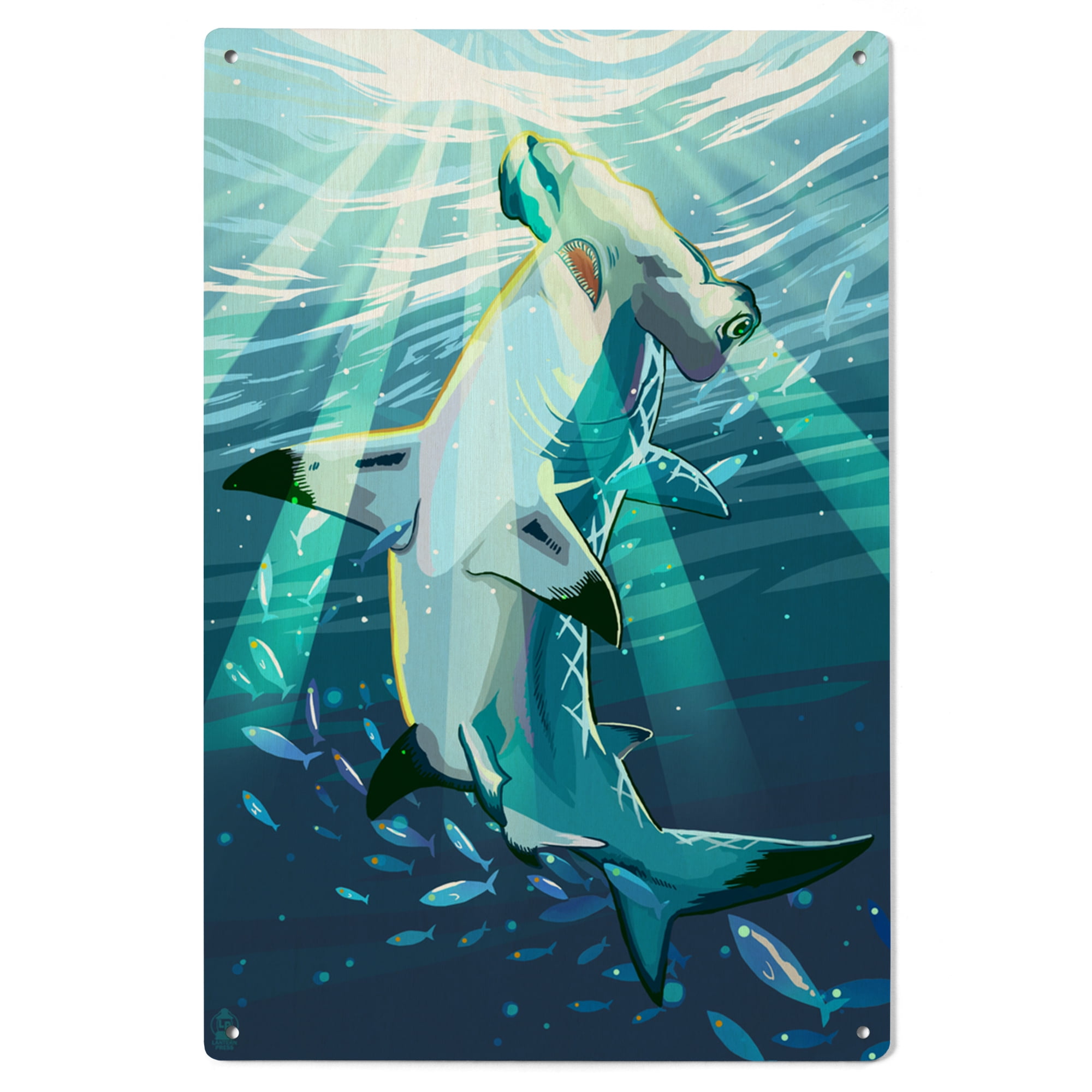 Stylized Hammerhead Shark Birch Wood Wall Sign (6x9 Rustic Home Decor ...