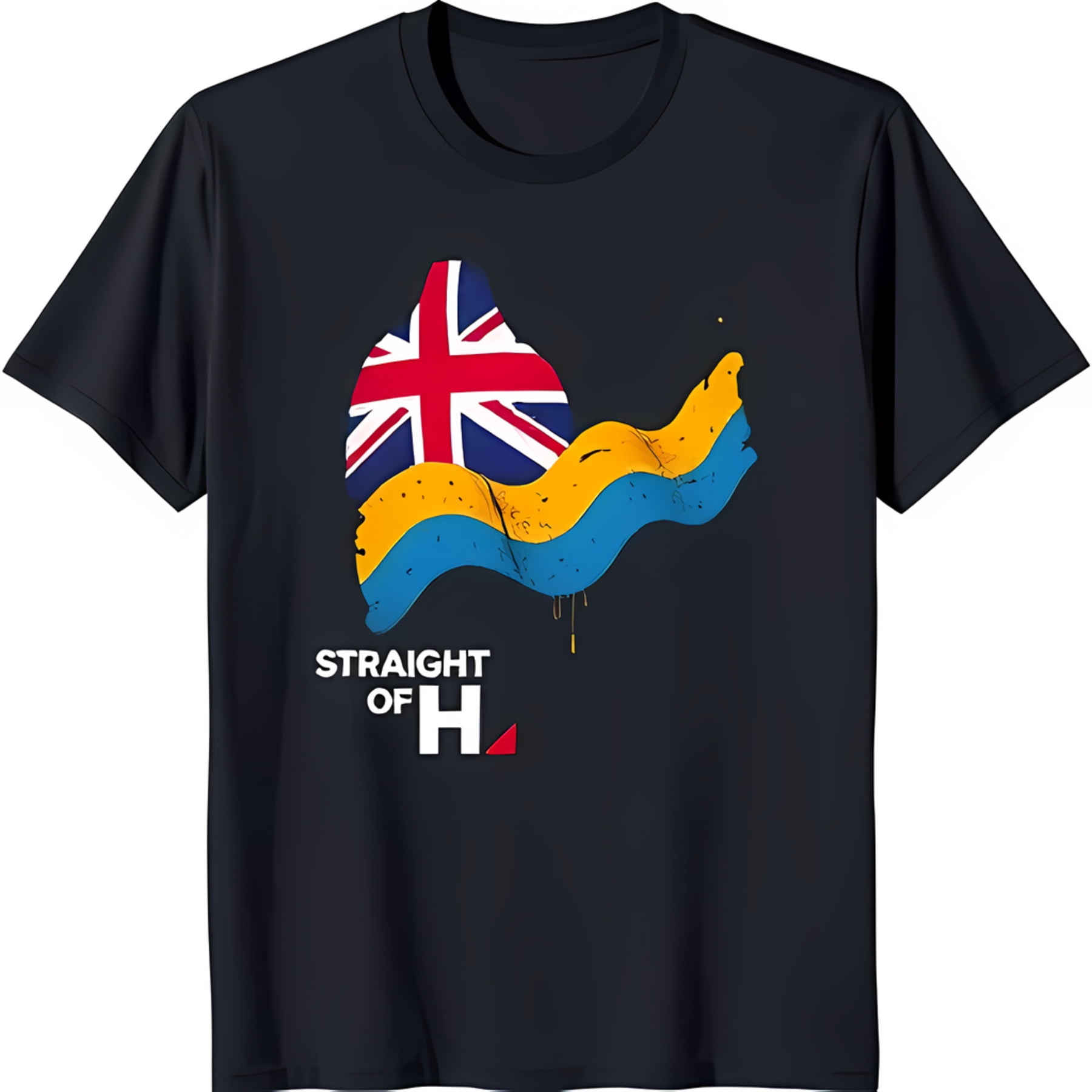 Stylized Hawaii Island Graphic Black T-Shirt with & Hawaiian Colors ...