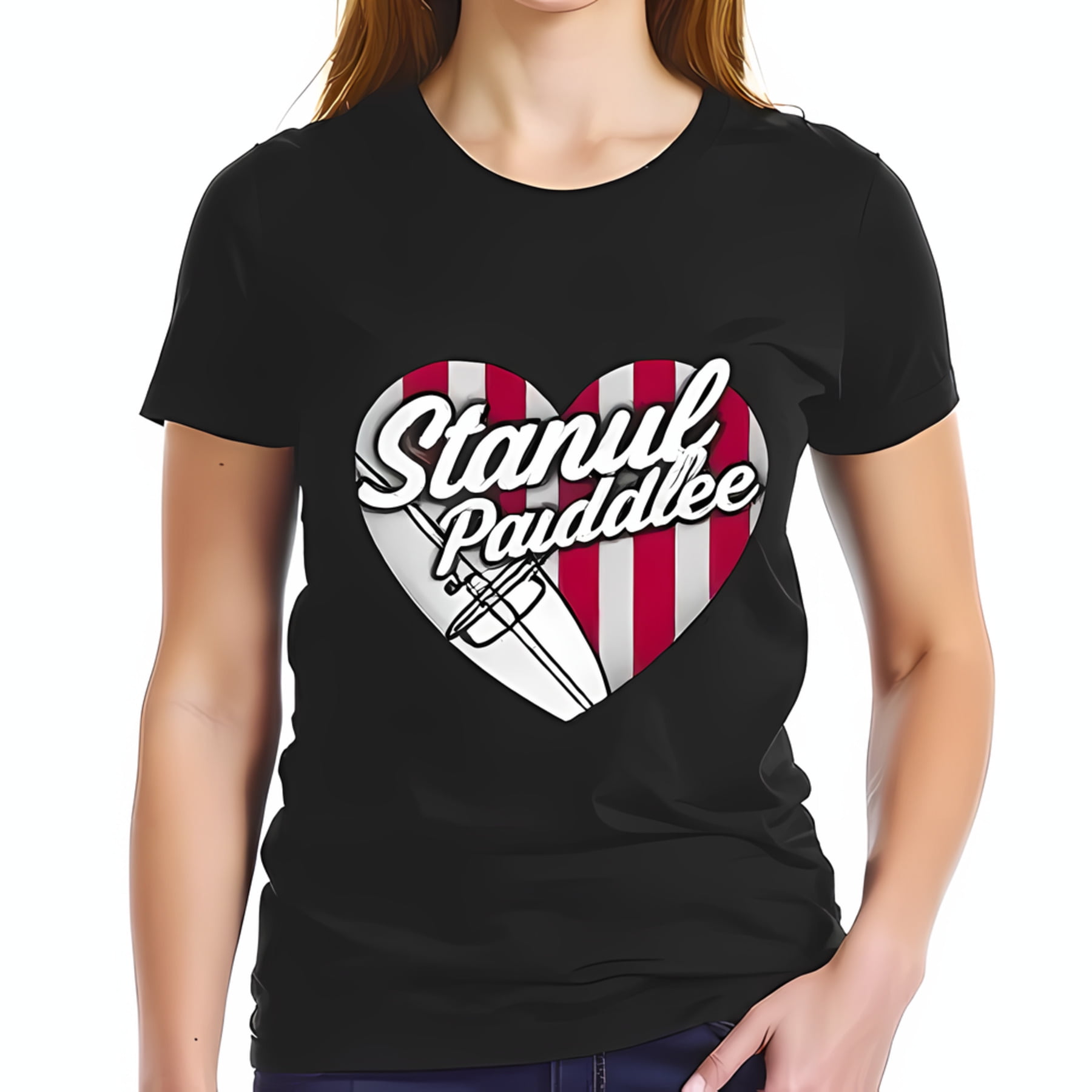 Stylized Heart Graphic Cotton Short Sleeve T-Shirt - Red & White ...