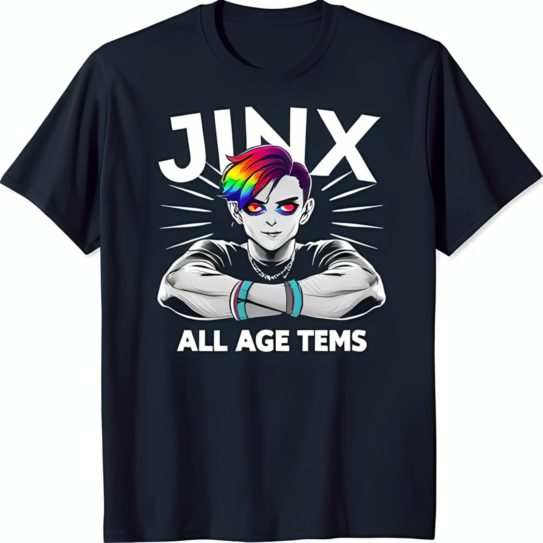 Stylized Jinx Graphic Blue T-Shirt Design - Walmart.com