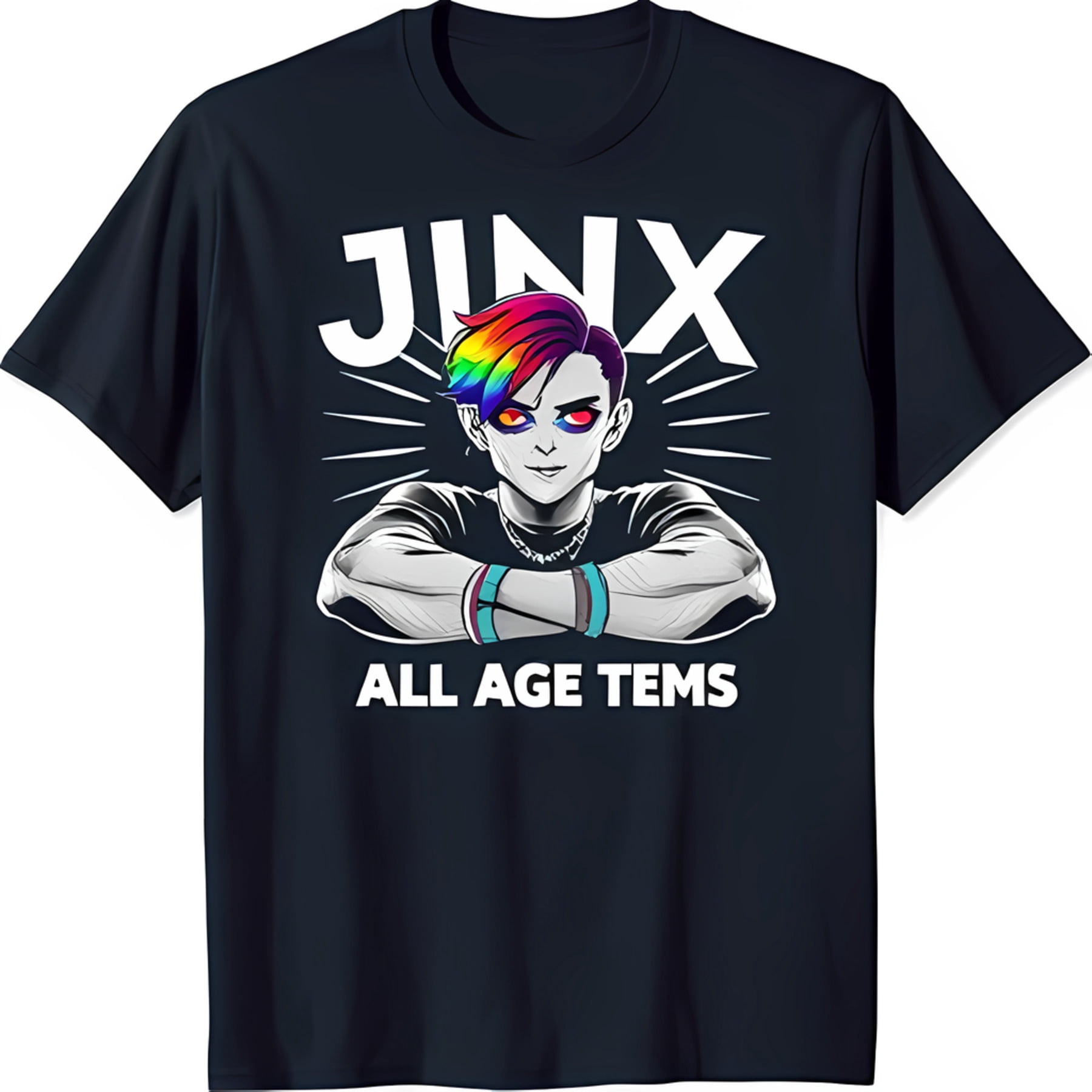 Stylized Jinx Graphic Blue T-Shirt Fierce Design - Walmart.com