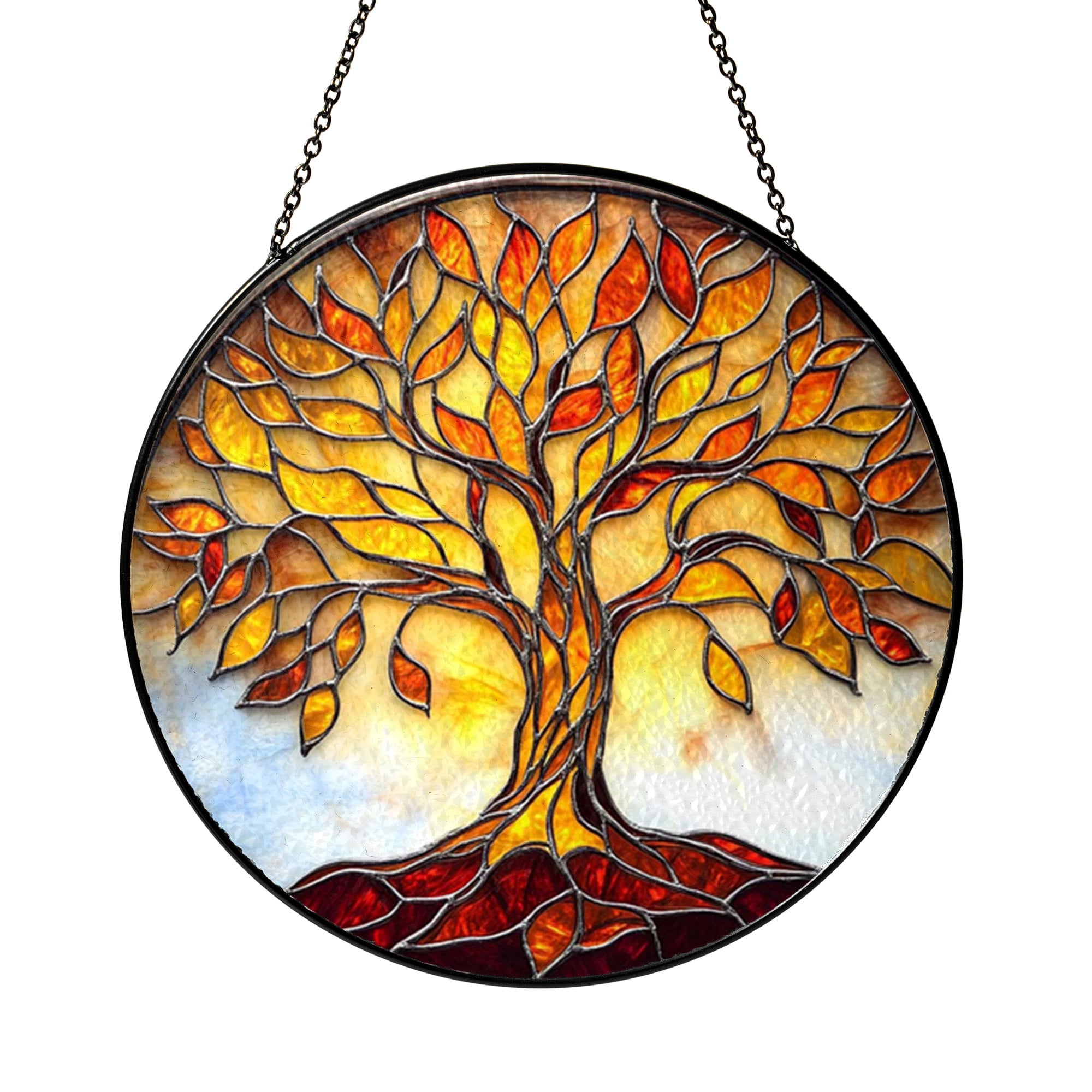 Stylized Life Tree Stained Glass Style Suncatcher – Round Window ...