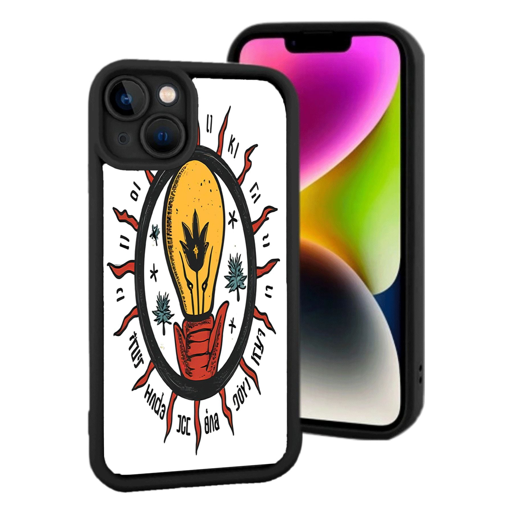 Stylized Light Bulb iPhone 15 Case - Yellowing Resistant Lightweight ...