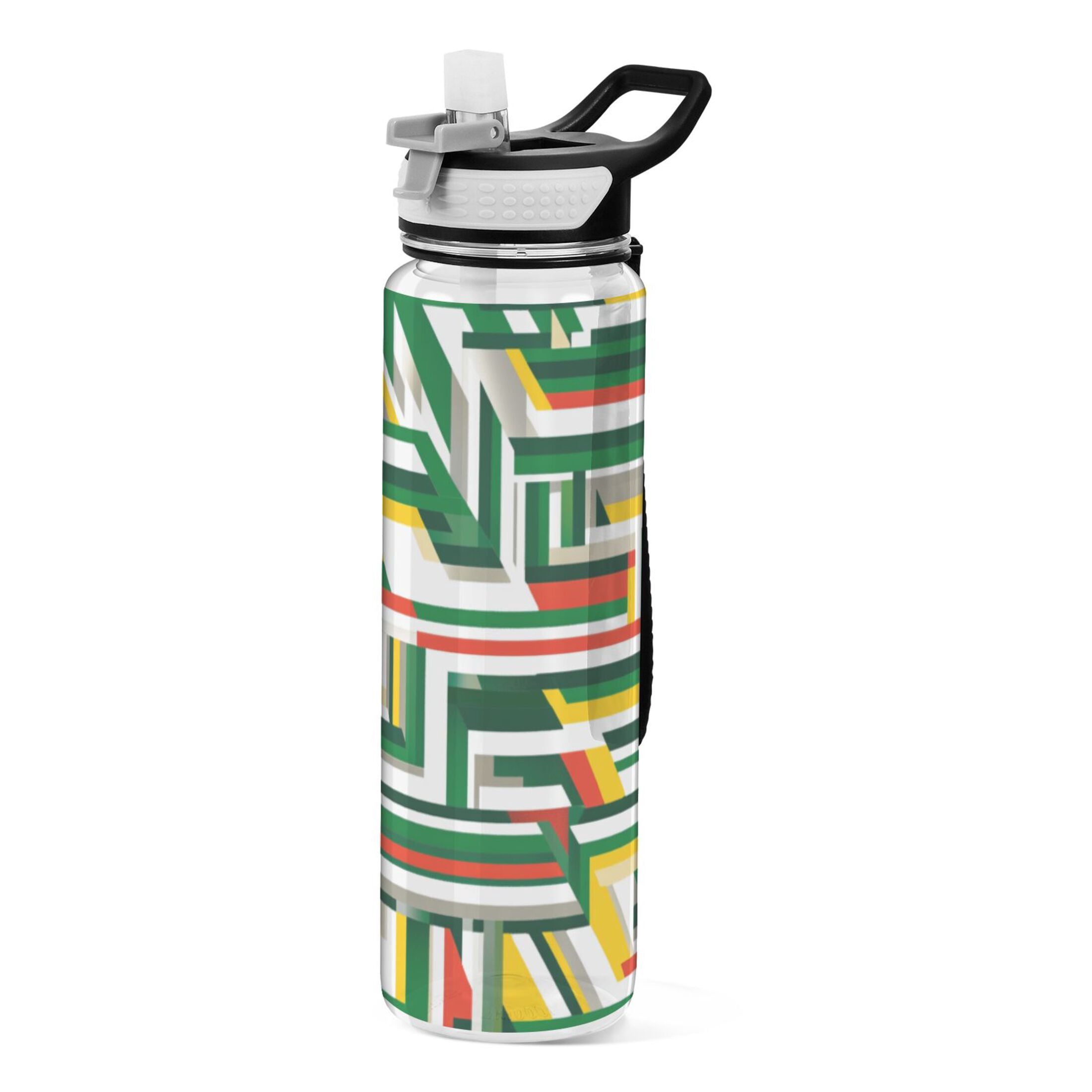 Stylized Line Design 1000ml Tritan Sport Bottle Straw LeakProof Food ...