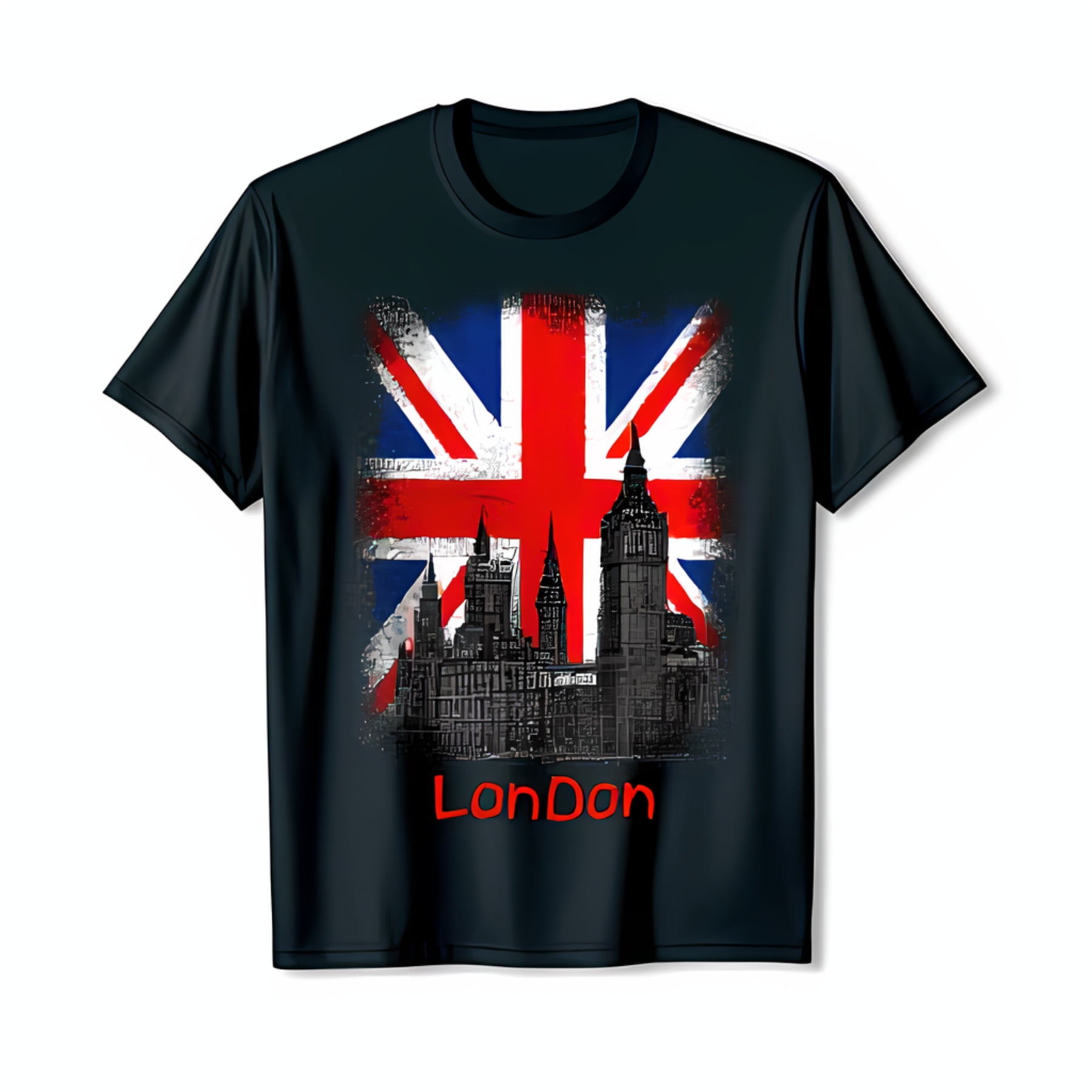 Stylized London Graphic Black T-Shirt with Vintage Design - Walmart.com