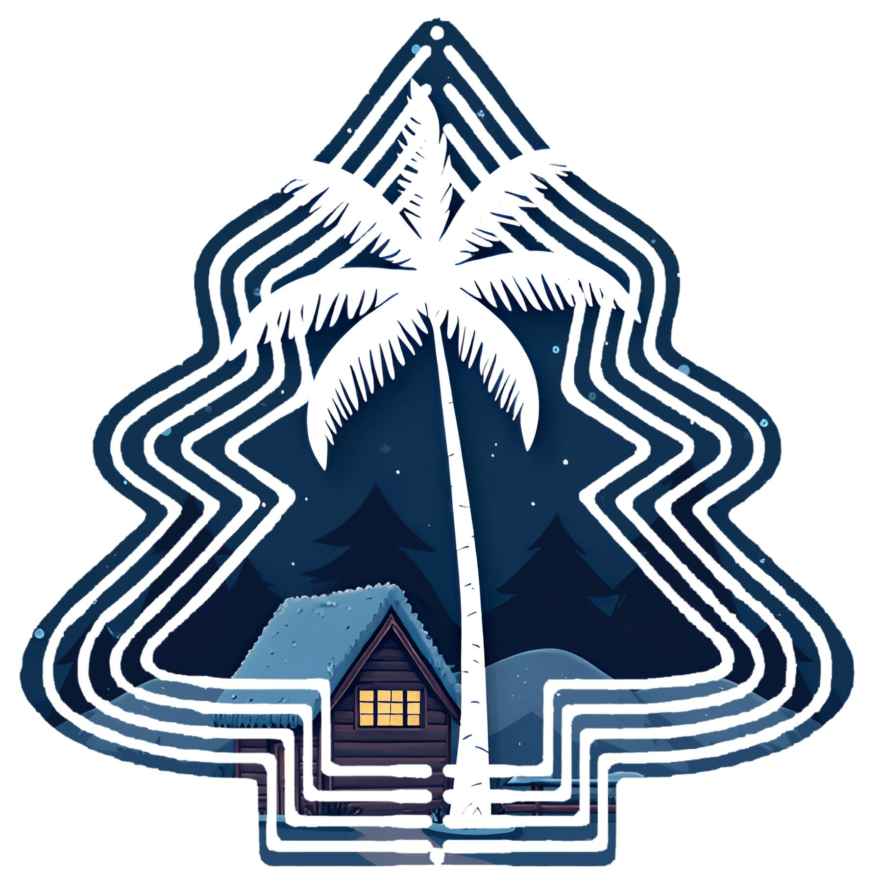 Stylized Metal Christmas Tree Wind Spinner - Palm Tree Center Cozy ...