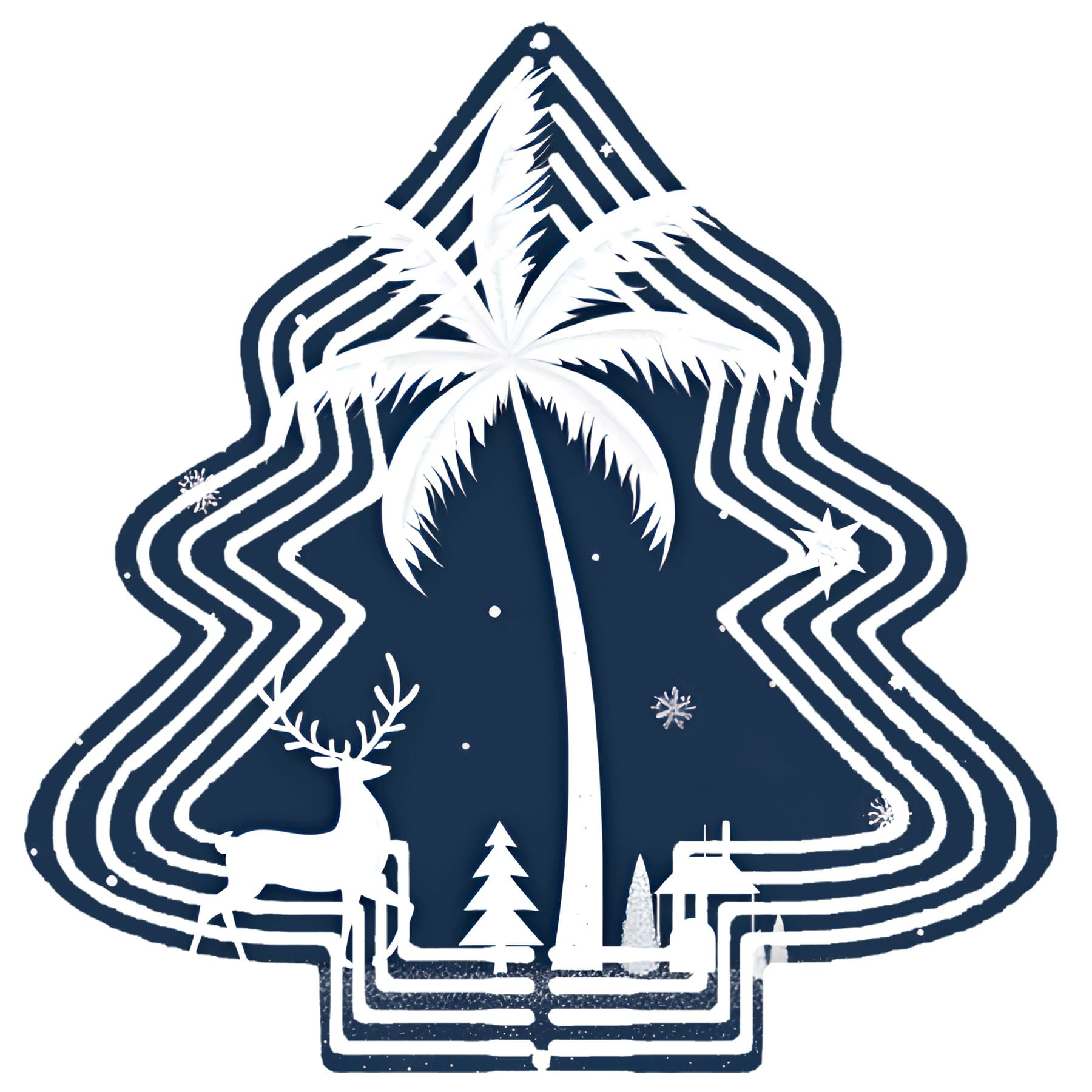 Stylized Metal Hanging Christmas Tree & Palm Tree Wind Spinner ...