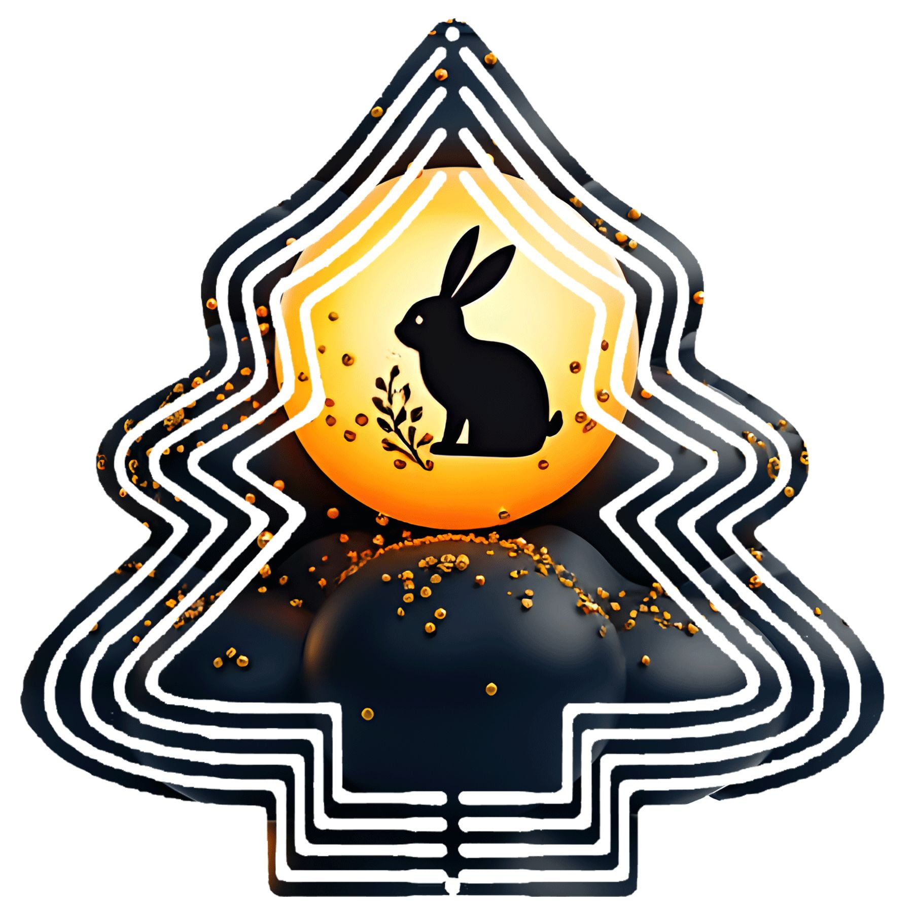 Stylized Metal Hanging Christmas Tree Wind Spinner - Abstract Rabbit ...