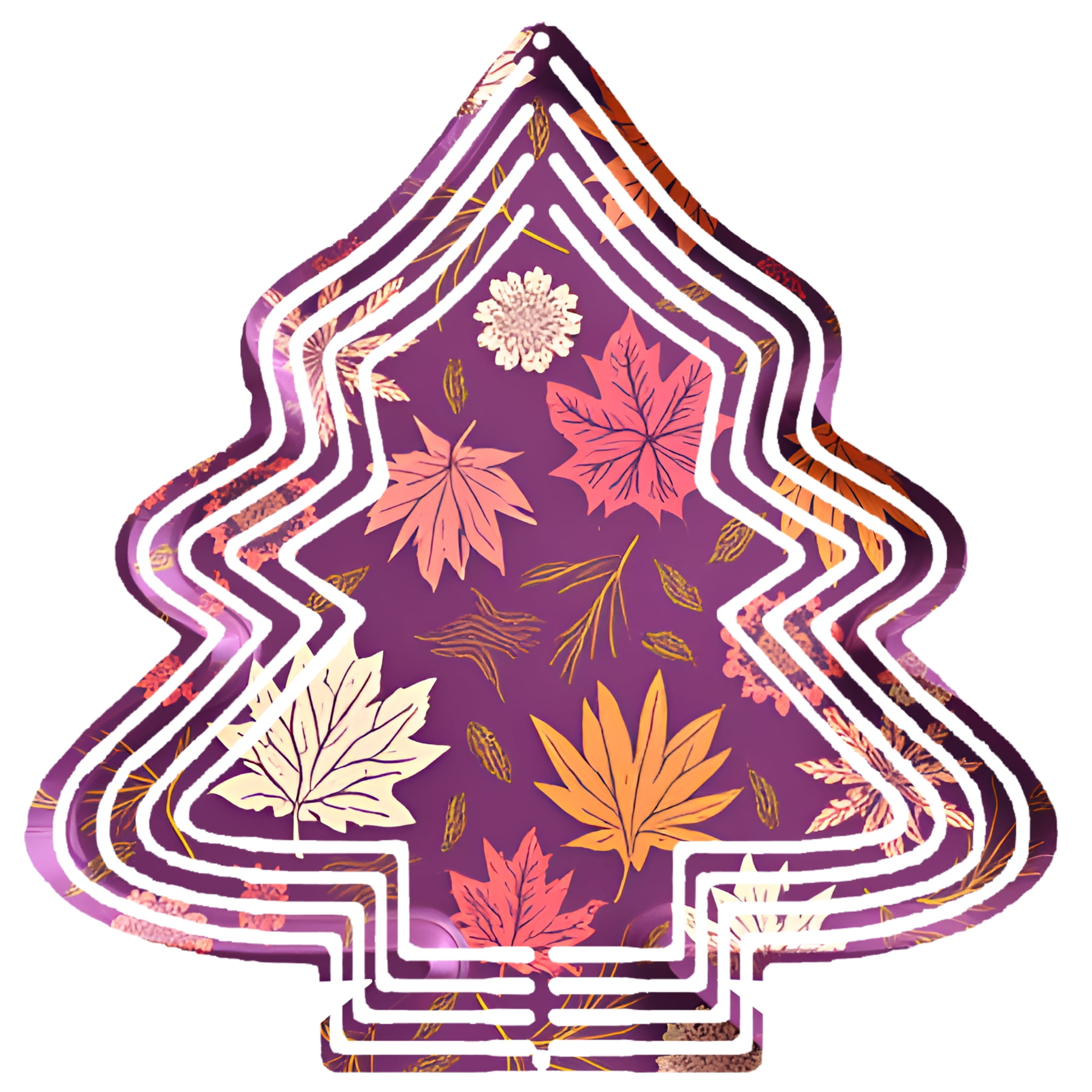 Stylized Metal Hanging Christmas Tree Wind Spinner - Autumn Leaves ...