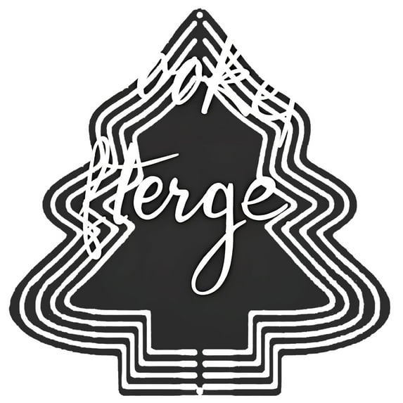 Stylized Metal Hanging Christmas Tree Wind Spinner - Black & White ...