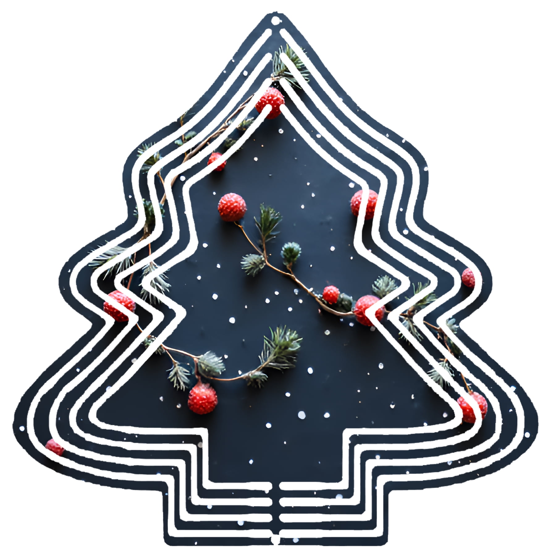 Stylized Metal Hanging Christmas Tree Wind Spinner - Concentric Lines ...