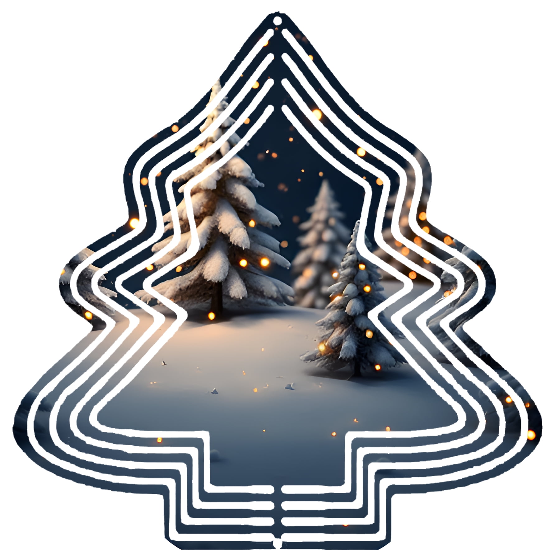Stylized Metal Hanging Christmas Tree Wind Spinner - Layered Design ...