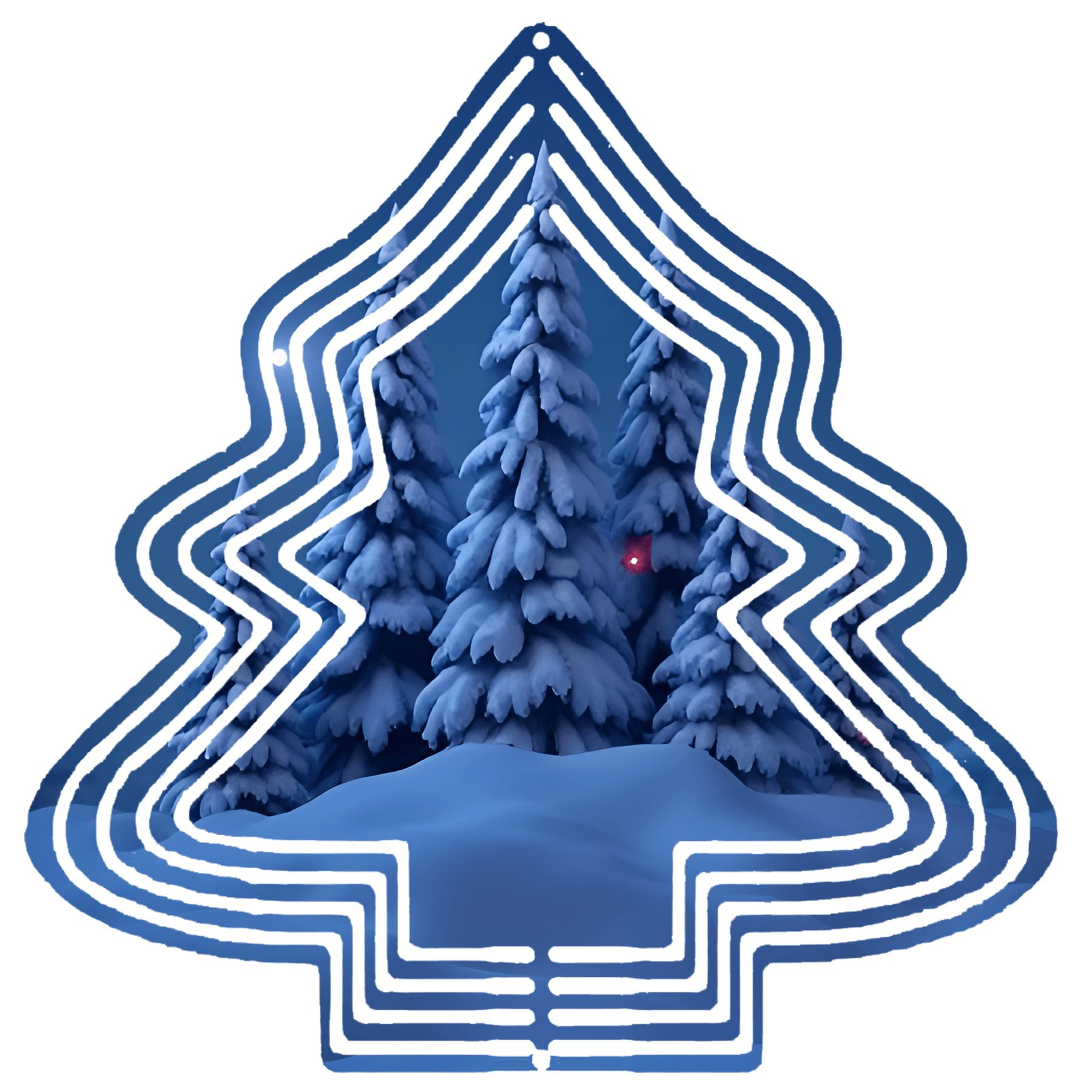 Stylized Metal Hanging Christmas Tree Wind Spinner - Snow - Covered ...