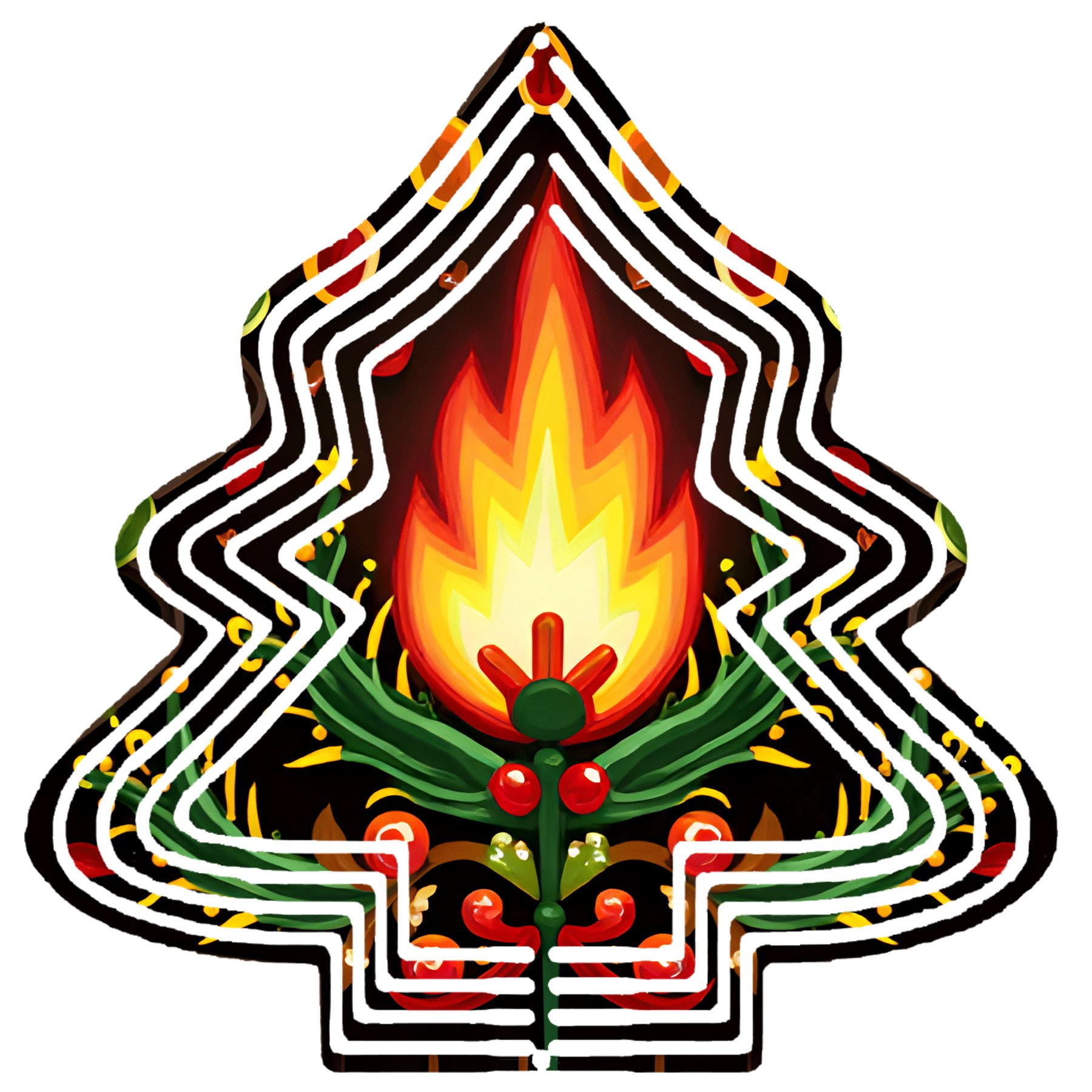 Stylized Metal Hanging Christmas Tree Wind Spinner - Zigzag Pattern ...