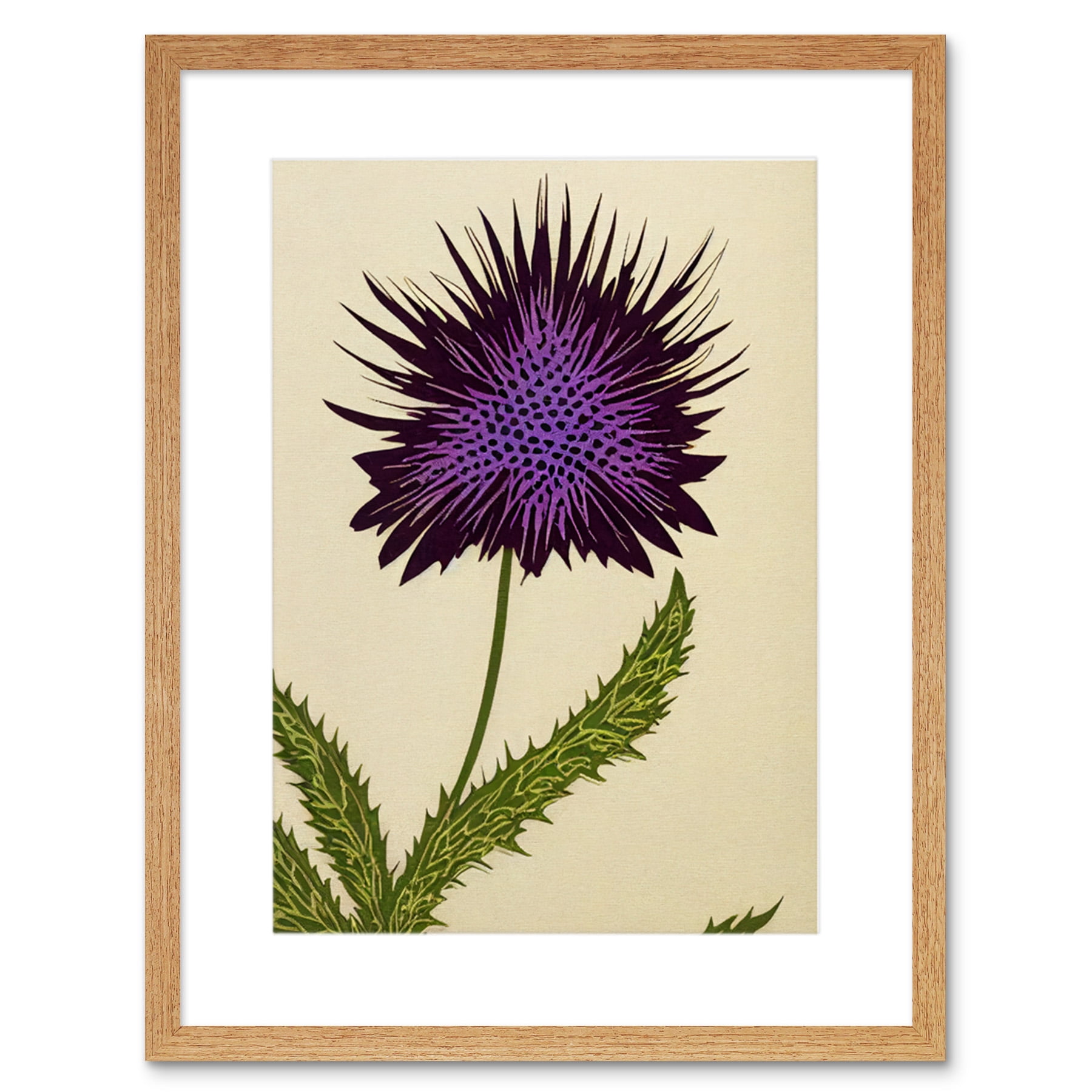 Stylized Modern Purple Scottish Thistle Flower Illustration Artwork ...