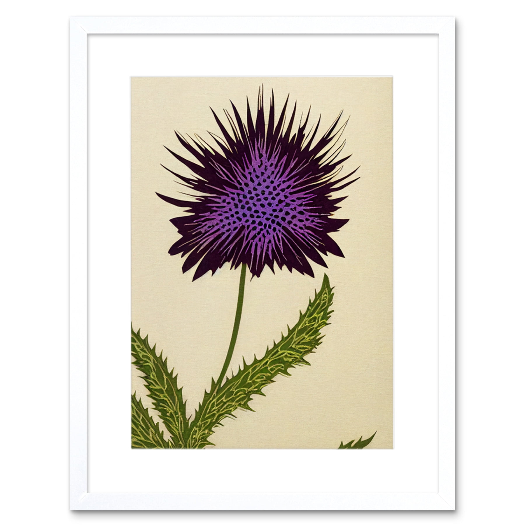 Stylized Modern Purple Scottish Thistle Flower Illustration Artwork ...