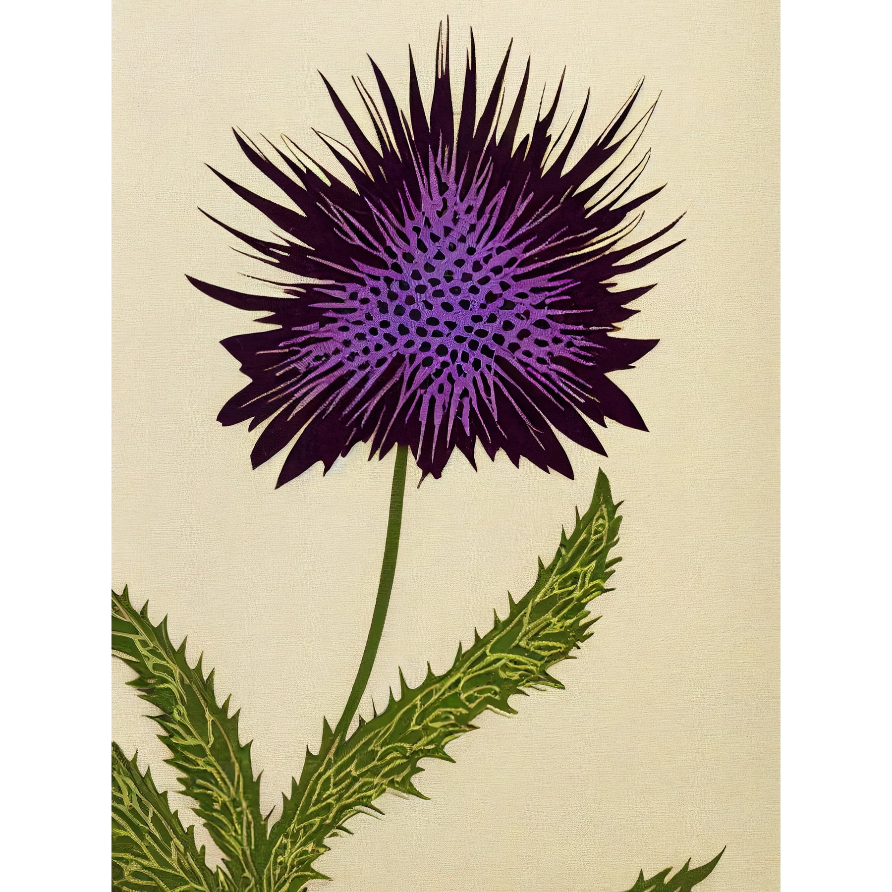 Stylized Modern Purple Scottish Thistle Flower Illustration Extra Large ...