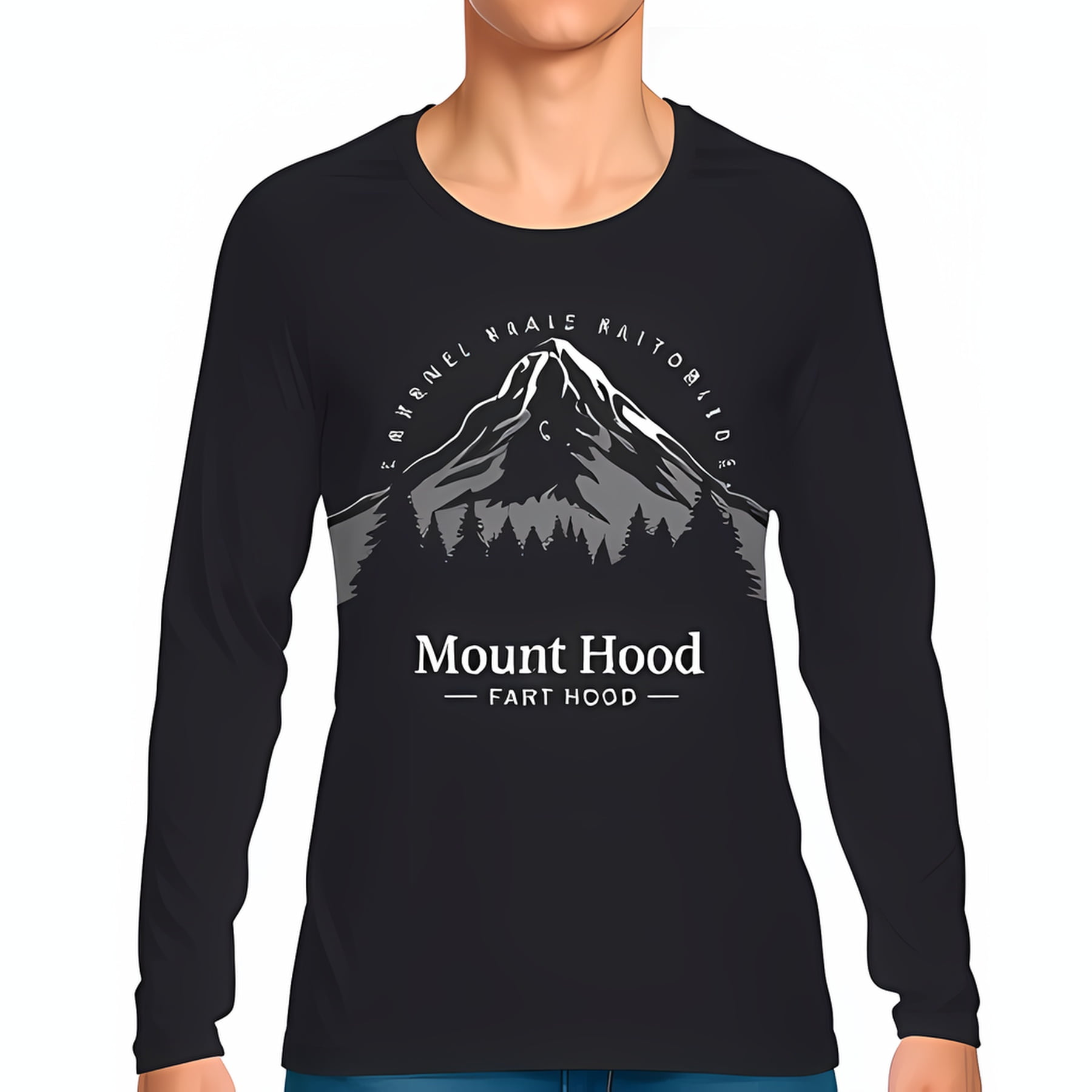 Stylized Mount Hood Long Sleeve T-Shirt Trees - Fart Hood Humor ...