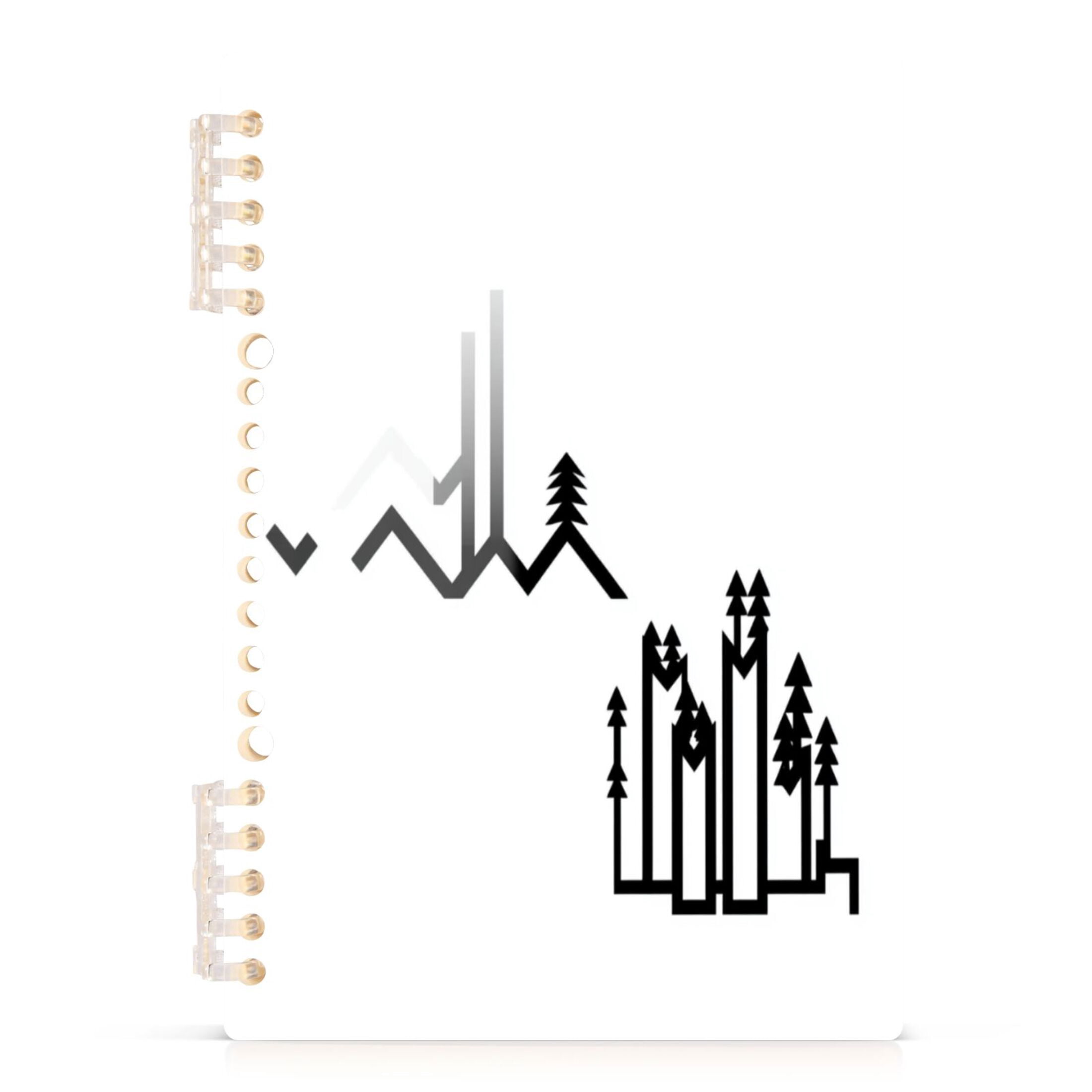 Stylized Mountain Range A5 8.3x5.7in PP Notebook, Adjustable Rings, 60 ...