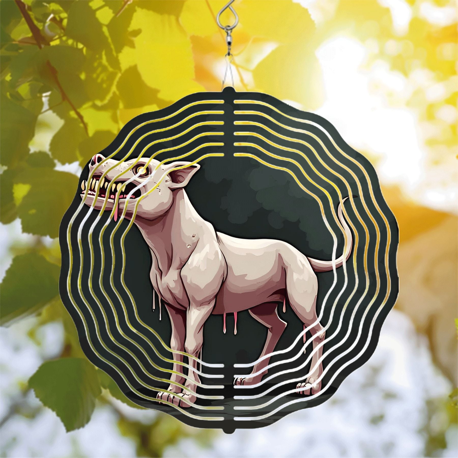 Stylized Muscular Dog Metal Wind Spinner - Fierce Design with ...