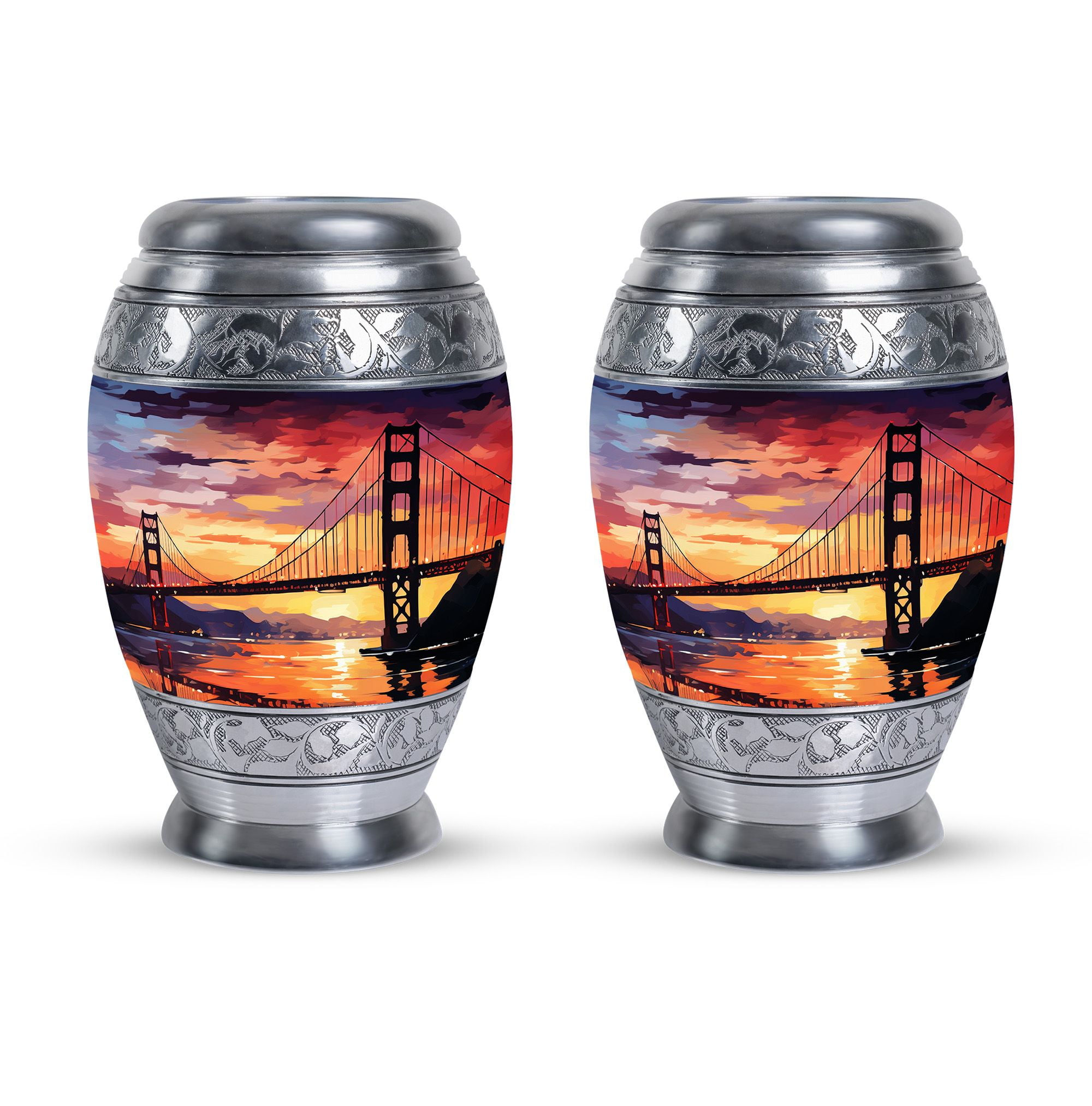 Stylized Painting Golden Gate Bridge Small Urns For Human Ashes Adult ...