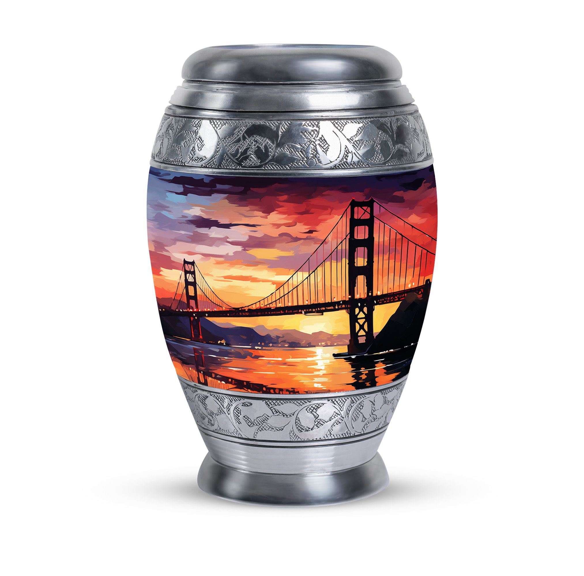 Stylized Painting Golden Gate Bridge Urns For Men, Cremation Urn Human ...