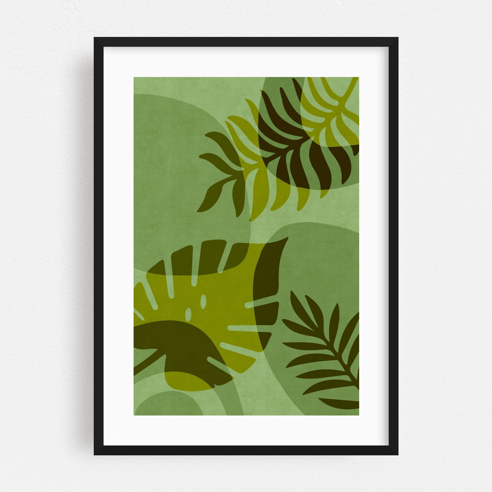 Stylized Palm Rhapsody Green - Painting Black Framed Wall Art Print 24 ...
