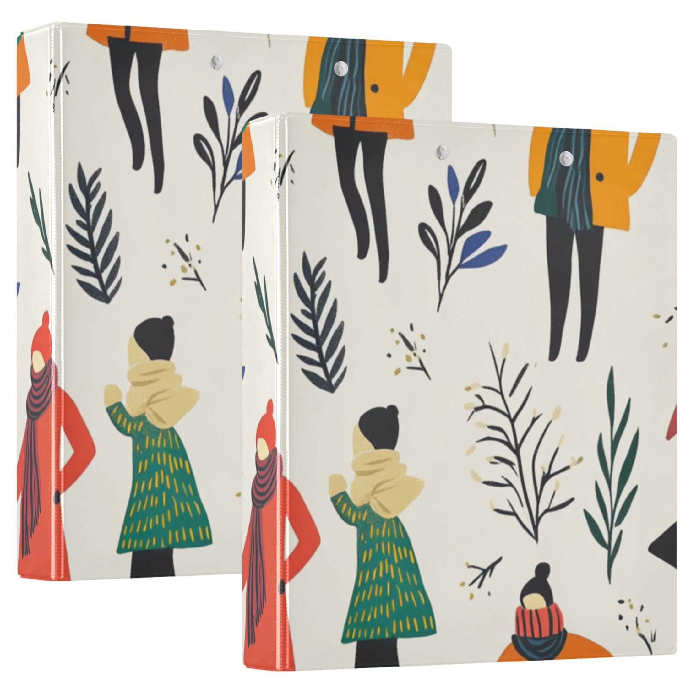 Stylized People 3 Ring Binders 1.5 inch Hardcover File Folders with ...