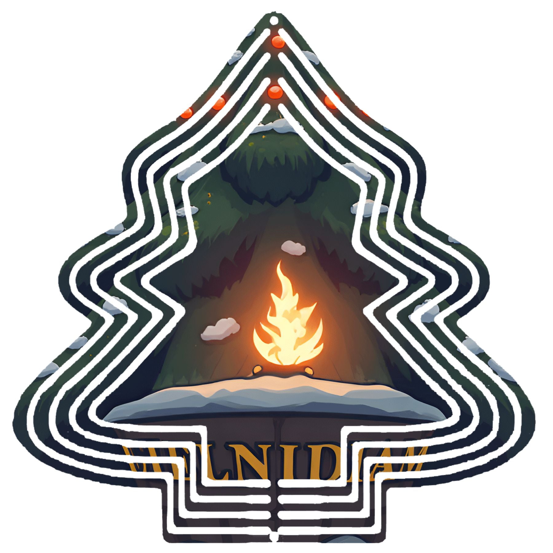 Stylized Pine Tree Metal Wind Spinner - Maze Pattern Design with ...
