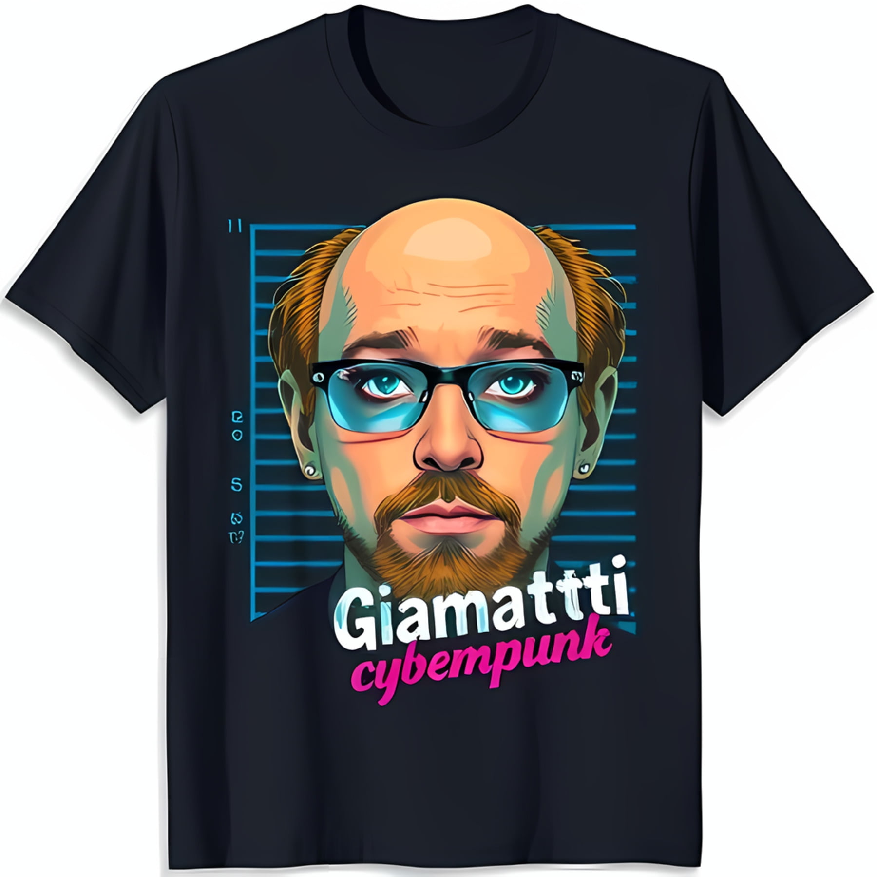 Stylized Pixelated Giamatti Black T-Shirt 80s Vibe - Walmart.com