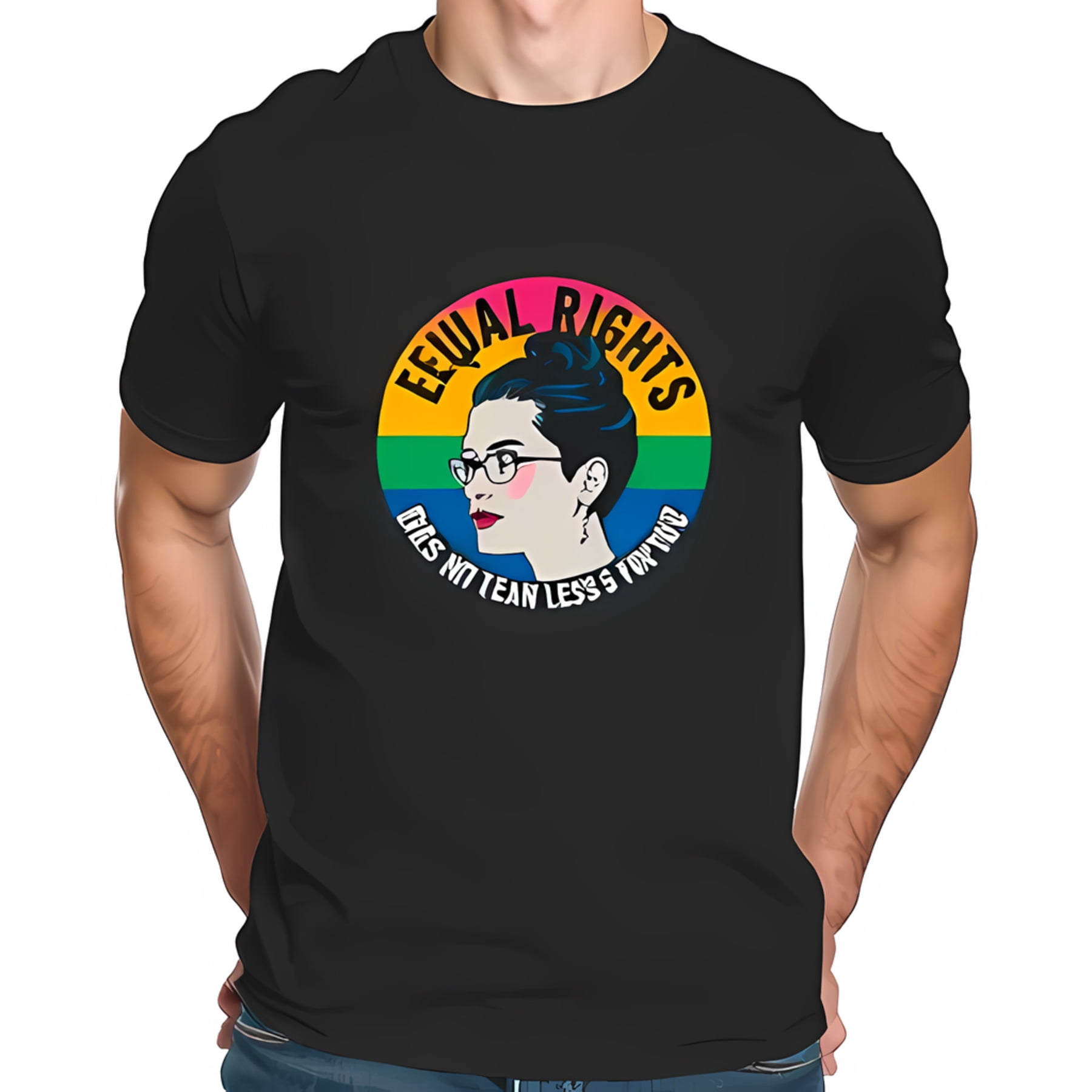 Stylized Portrait Women's Glasses T-Shirt Rainbow Segmented Circle ...